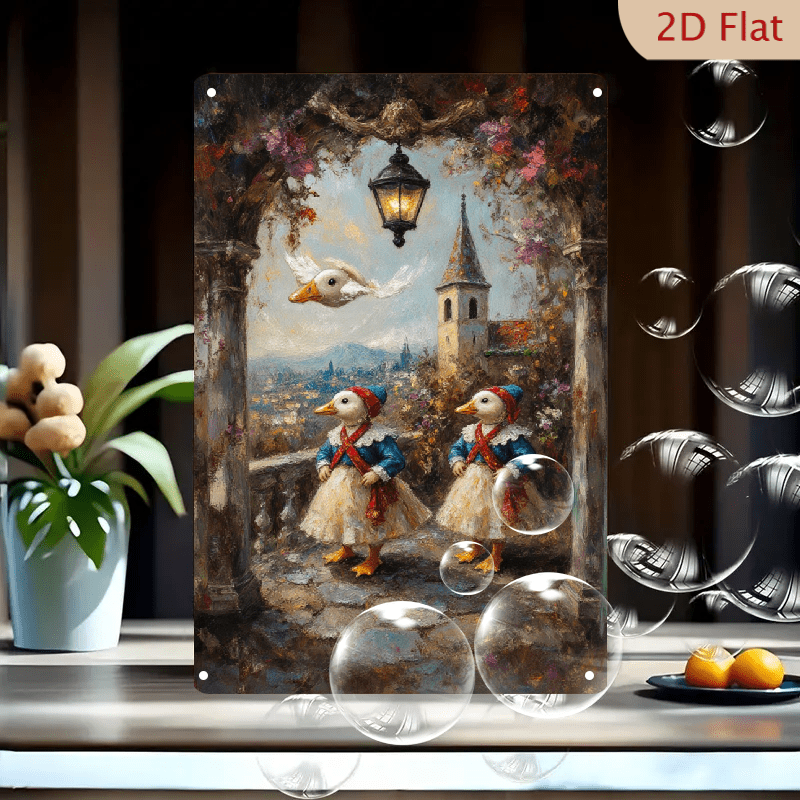 3 Anthropomorphic Ducks in Folk Costumes Romantic Impressionist Oil ...