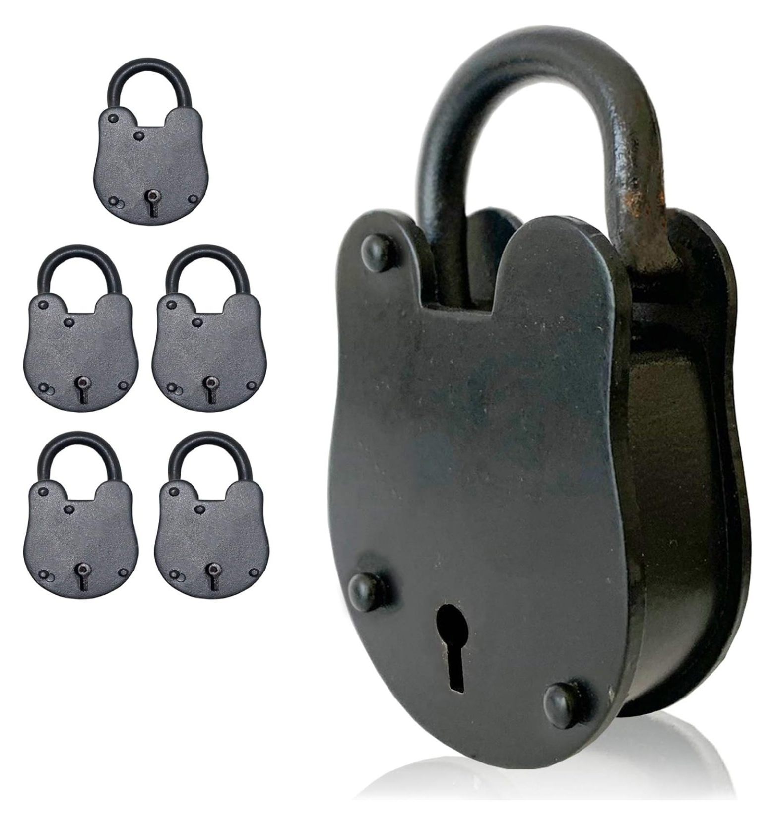 3" Antique Vintage Style Padlock Set of 6 - Medieval Iron Jailer Lock ...