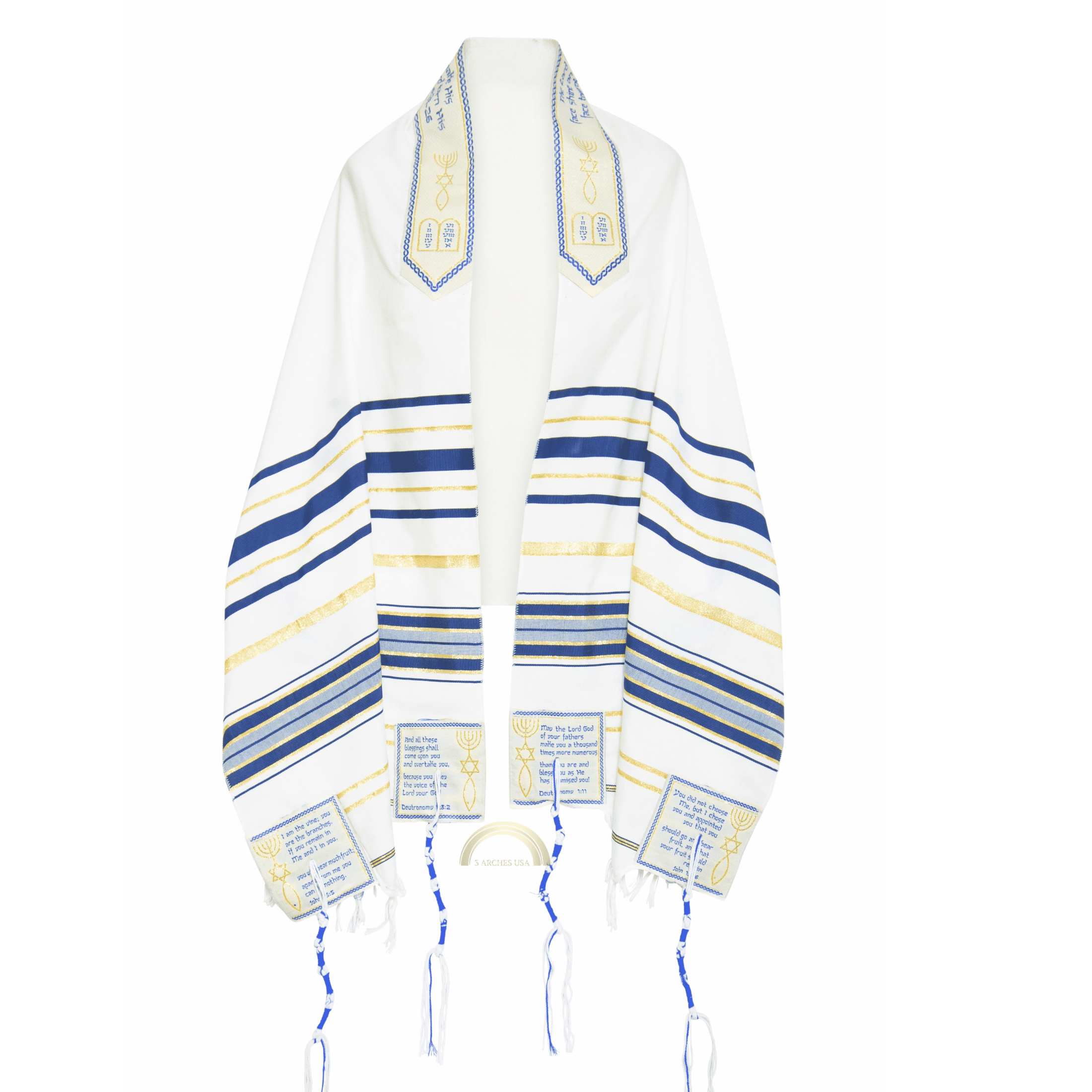 3 Arches USA The Blessing Tallit, Messianic Prayer Shawl (Navy Blue) - Walmart.com