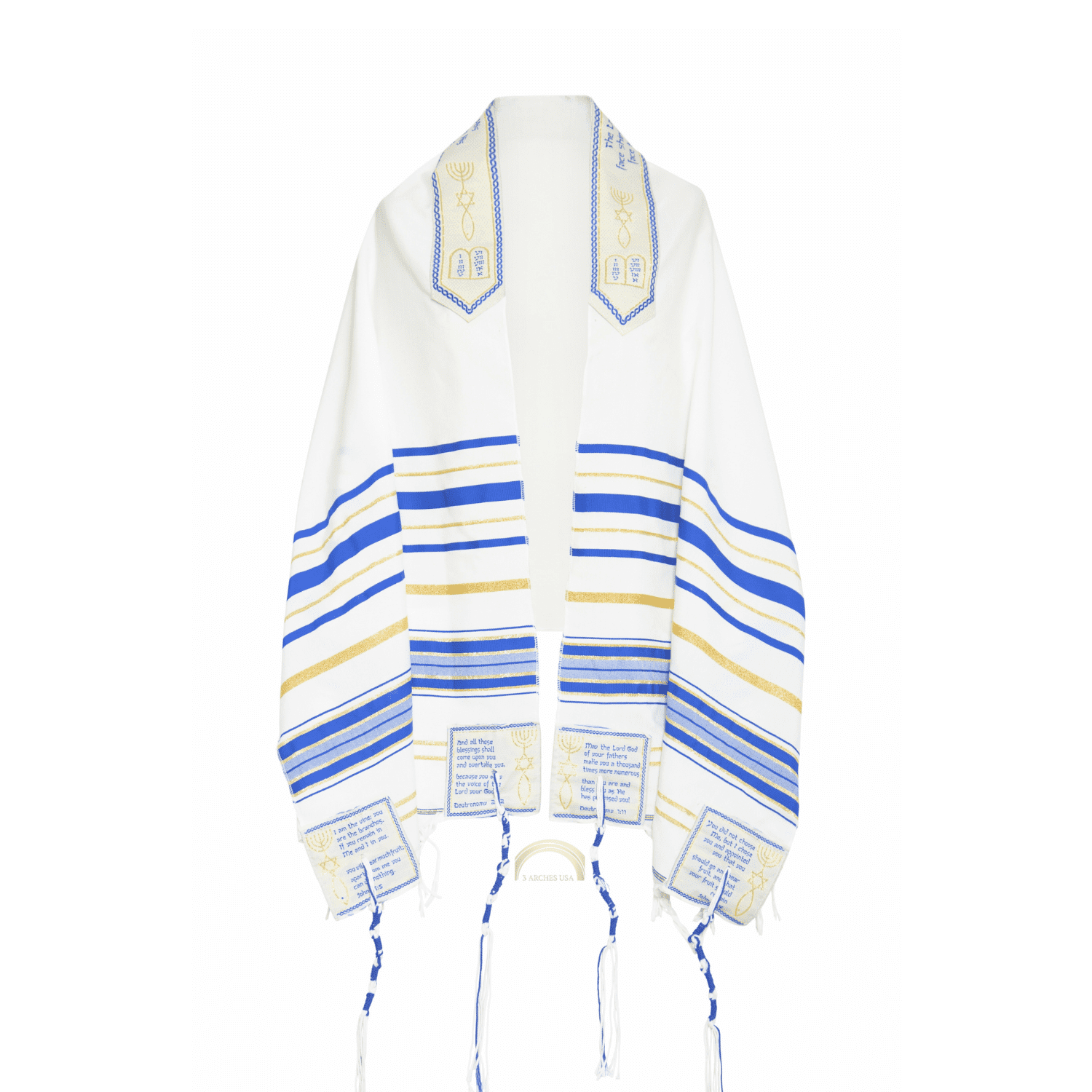 3 Arches USA The Blessing Tallit, Messianic Prayer Shawl (Royal Blue) - Walmart.com