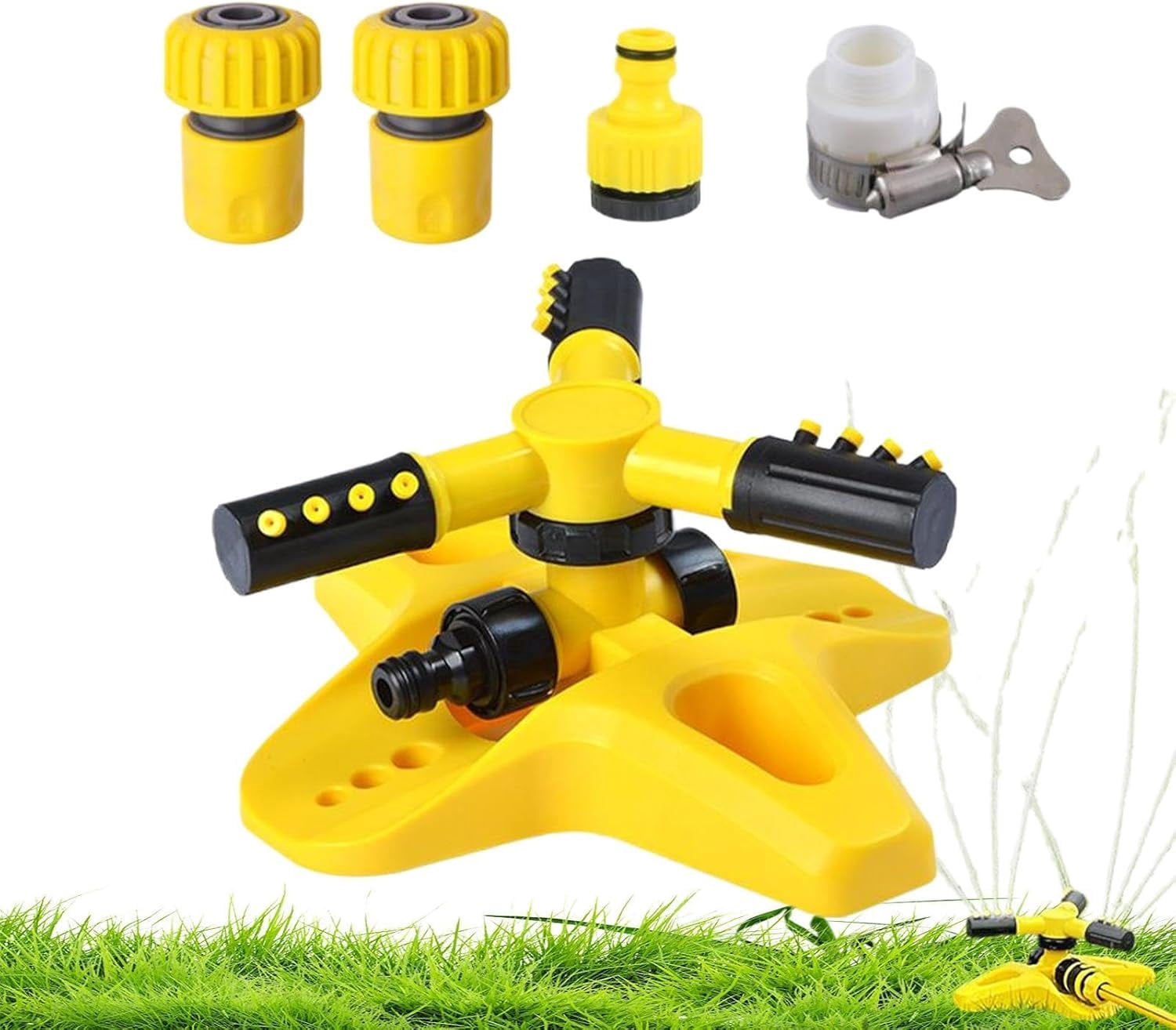 3-Arm 360 Degree Rotating Automatic Adjustable Sprayer,Lawn Watering ...