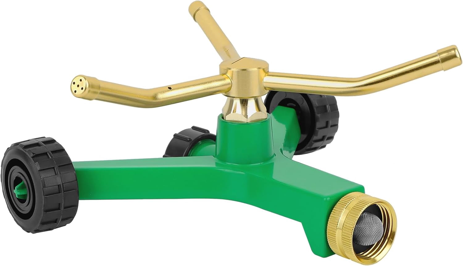 3-Arm Metal Sprinkler with Wheel Base, 360 Degree Automatic Rotary Lawn ...