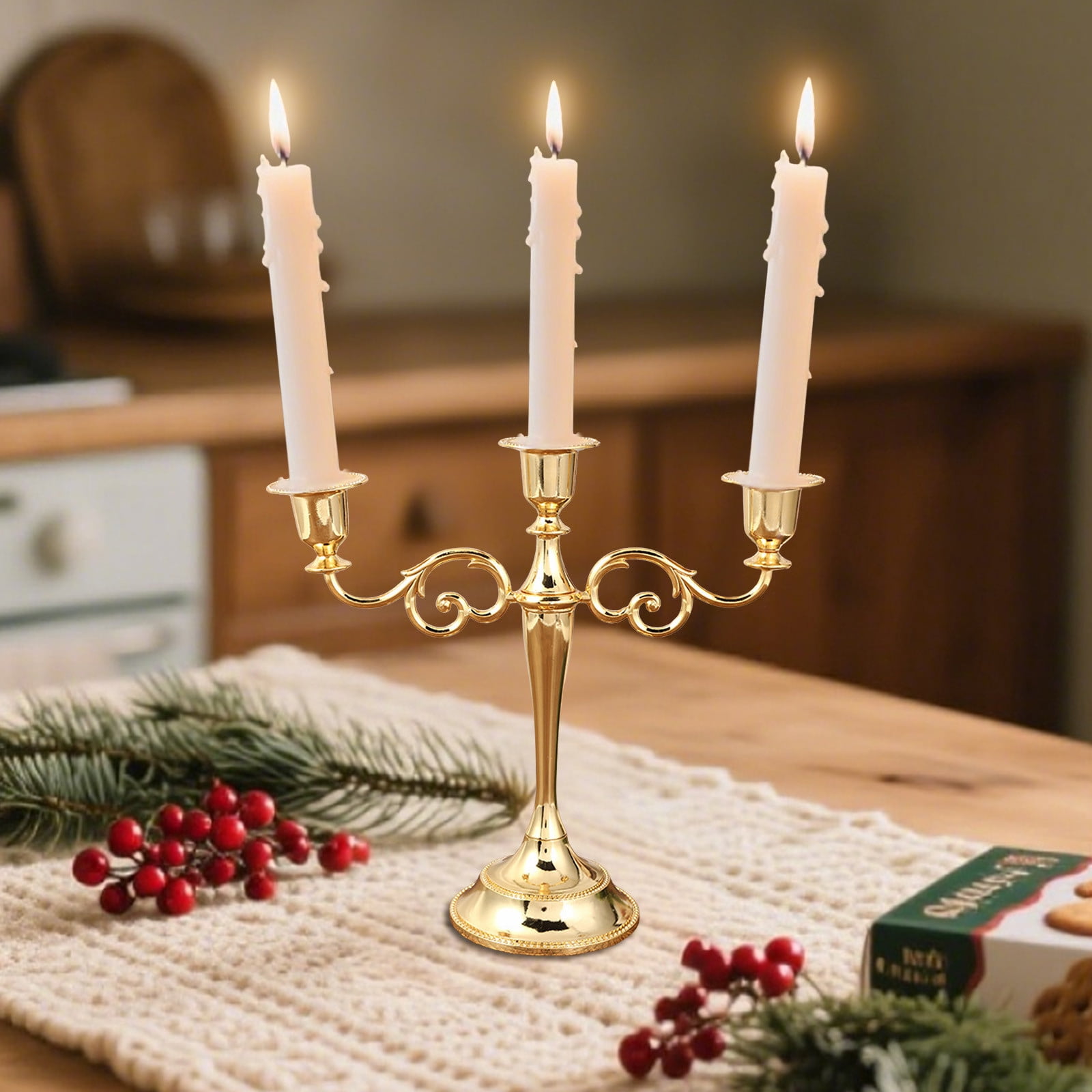 3 Arms Candelabra, 3 Arms Metal Candle Holder European 3 Branches ...