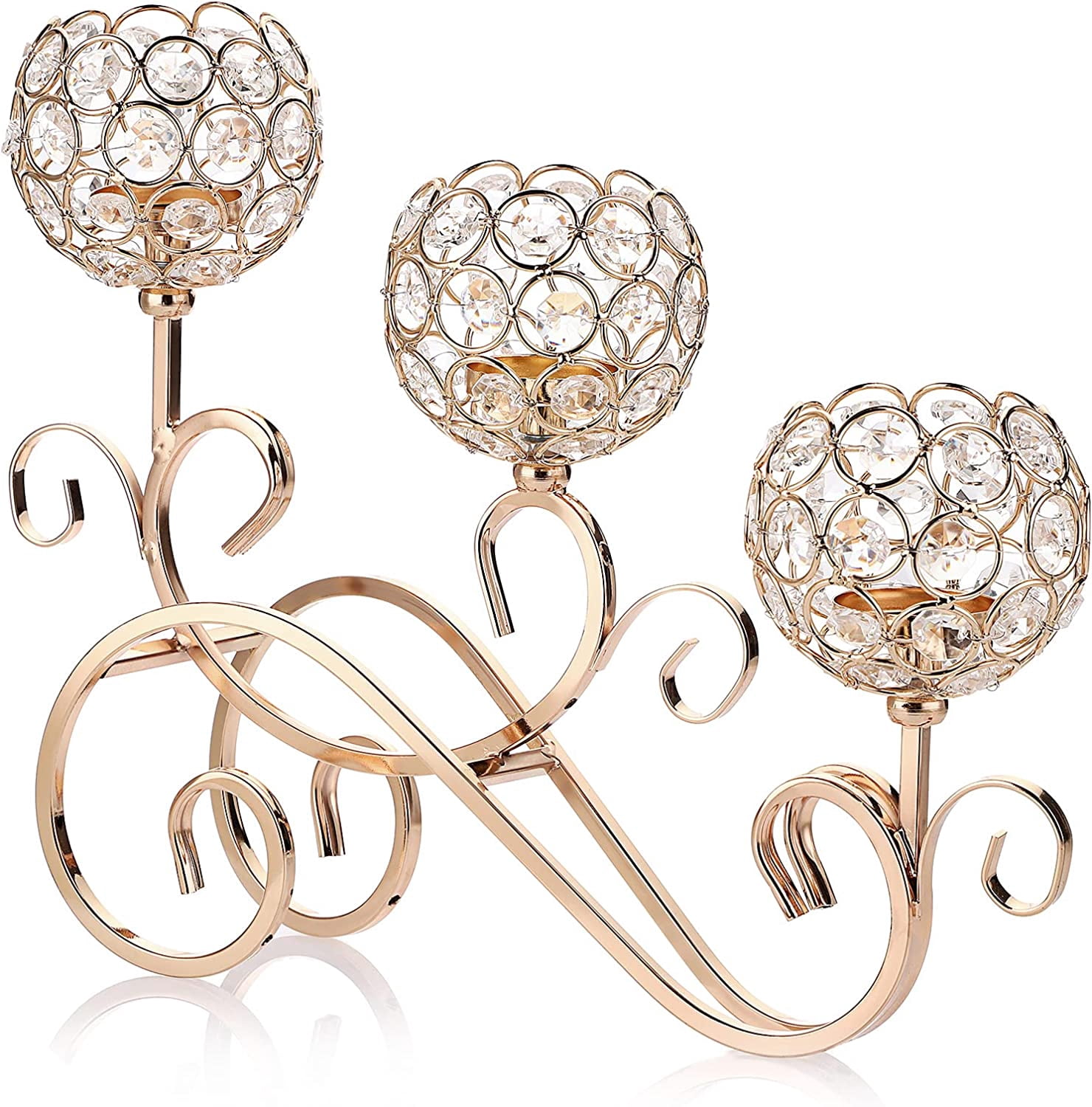 3 Arms Crystal Bowl Tealight Holder Candelabra Candle Holders, Crystal ...