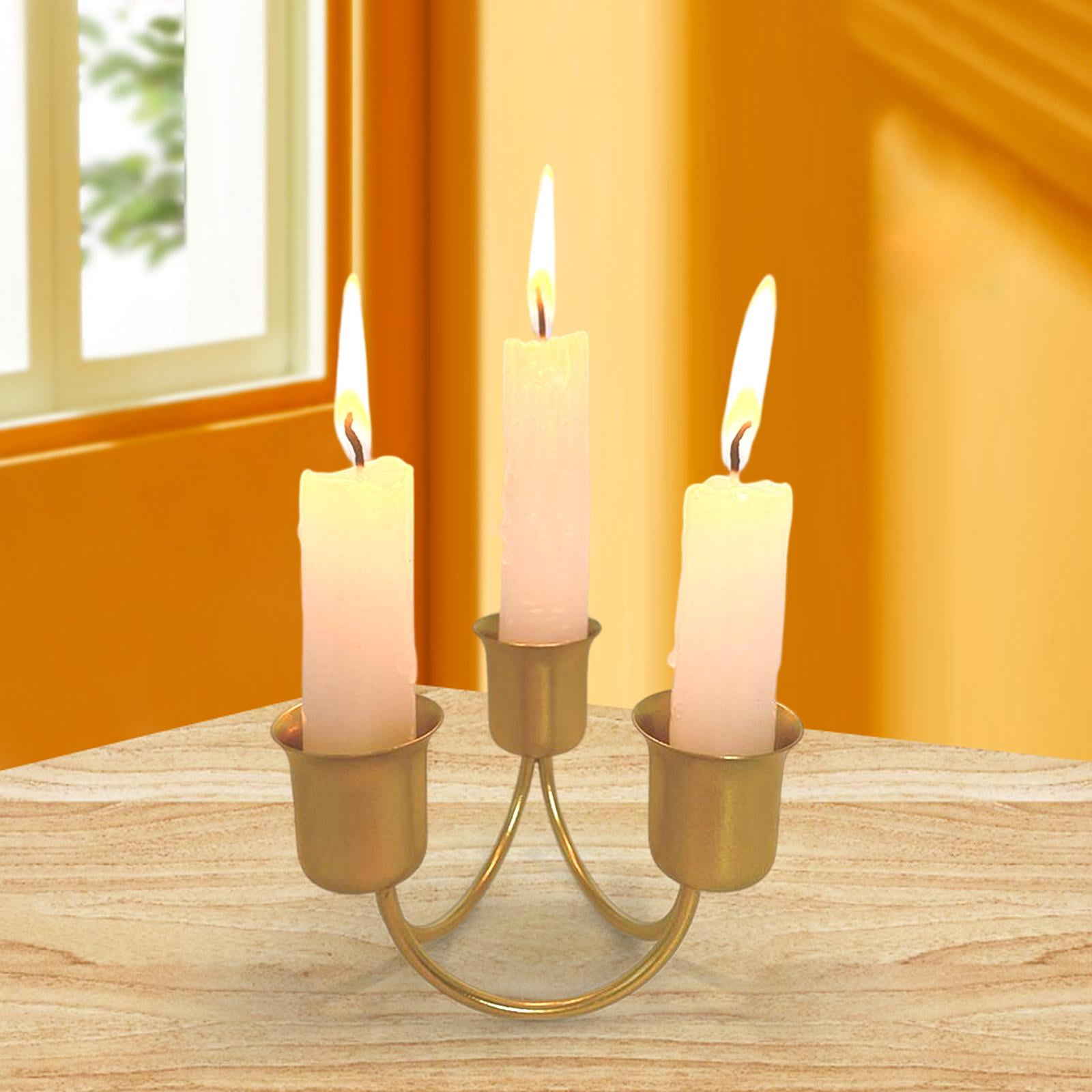 3 Arms Metal Taper Candlestick Holder, Elegant Candle Holder Candle ...