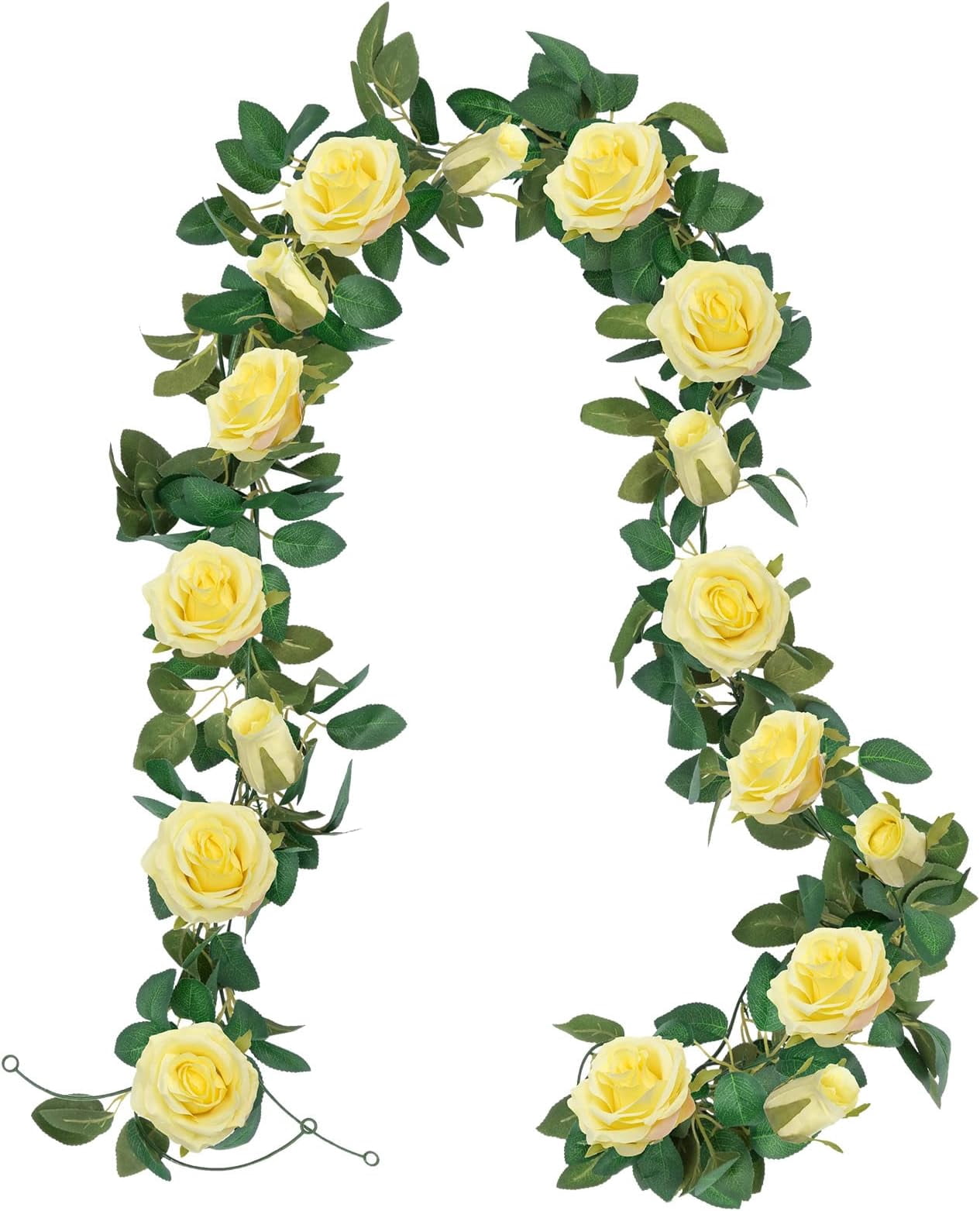 3 Artificial Yellow Rose Vines Floral Garlands Total 19.5 Ft Vine Silk ...