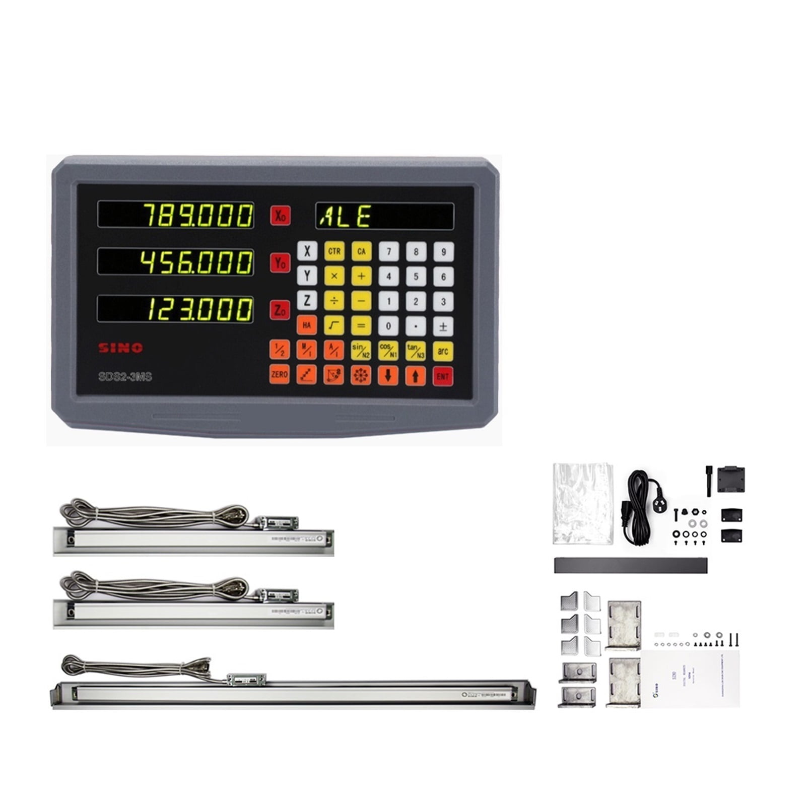 3 Axis Digital Readout Display Set DRO SDS3MS 3PCS Glass Linear Scale Ruler Encoder Sensor 5m ...