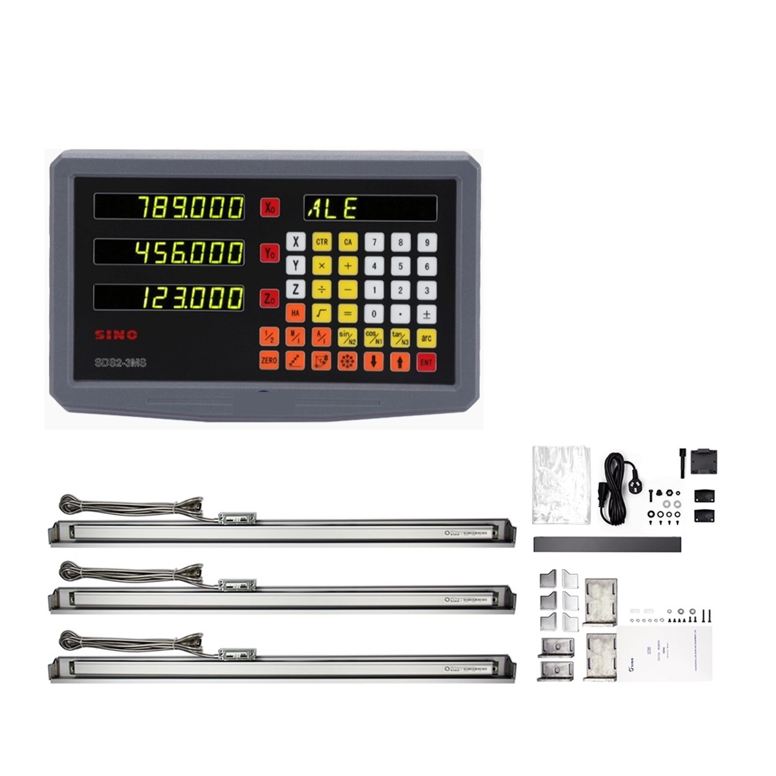3 Axis Digital Readout Display Set DRO SDS3MS 3PCS Glass Linear Scale Ruler Encoder Sensor 5m ...