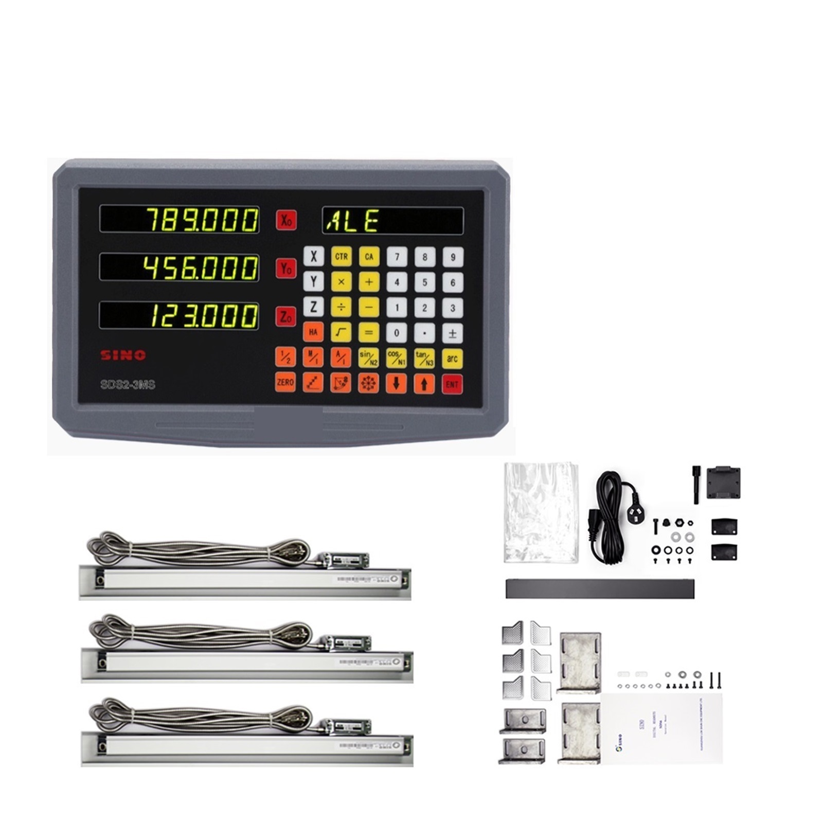 3 Axis Digital Readout Display Set DRO SDS3MS 3PCS Glass Linear Scale ...