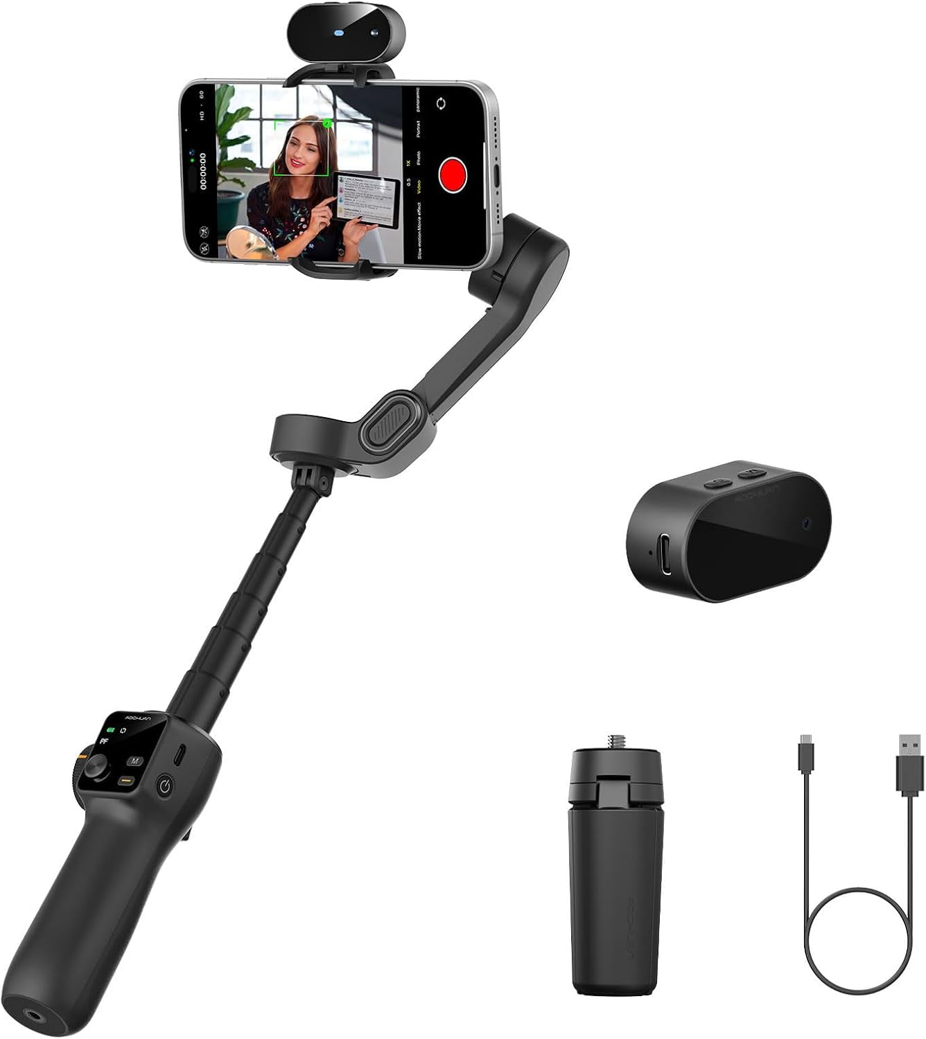 3-Axis Gimbal Stabilizer for iPhone & Android,NO APP AI Tracking,7.8 ...