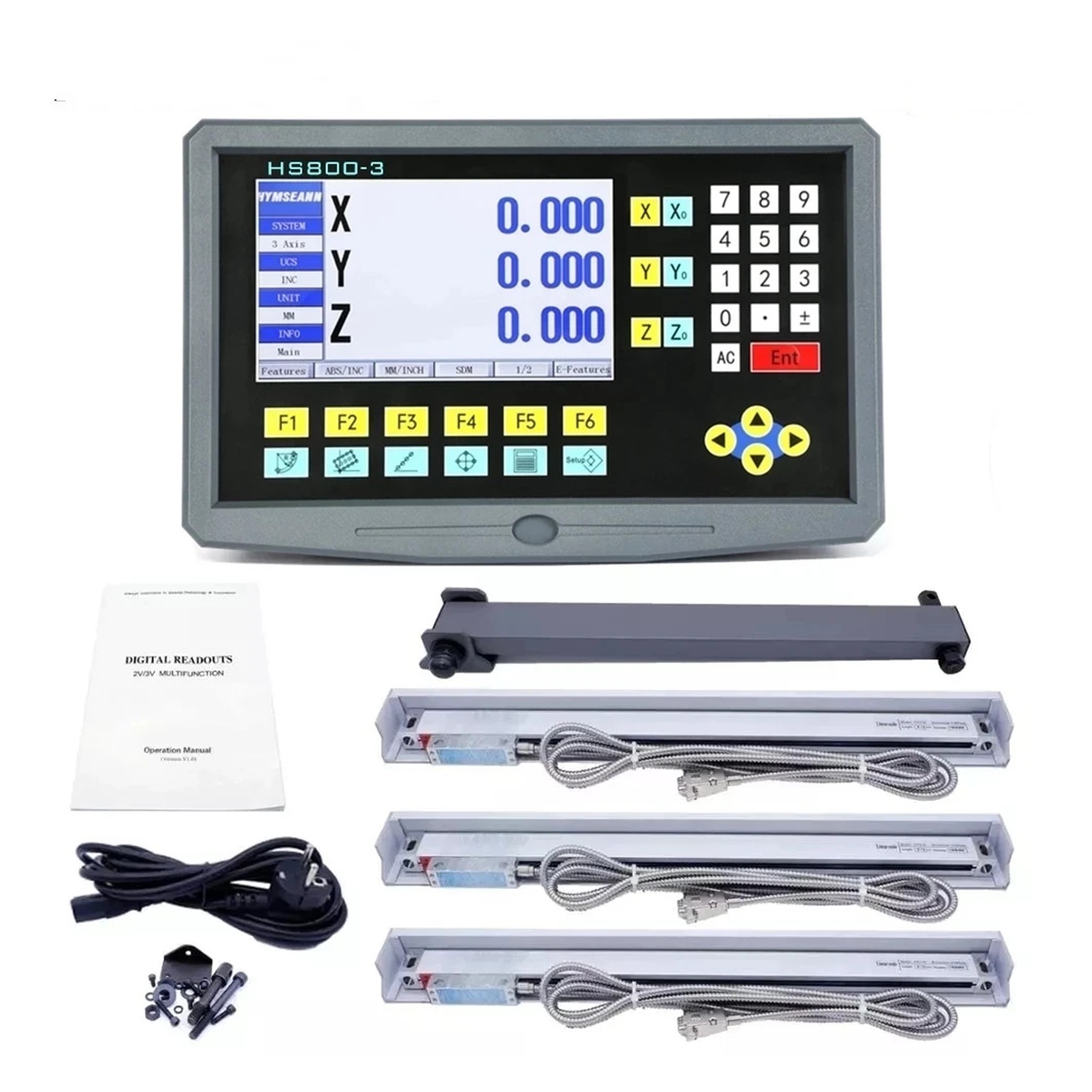 3 Axis LCD Dro Set Digital Readout System Display and 3PCS 5U Linear Scale Optical Ruler Line 50 ...
