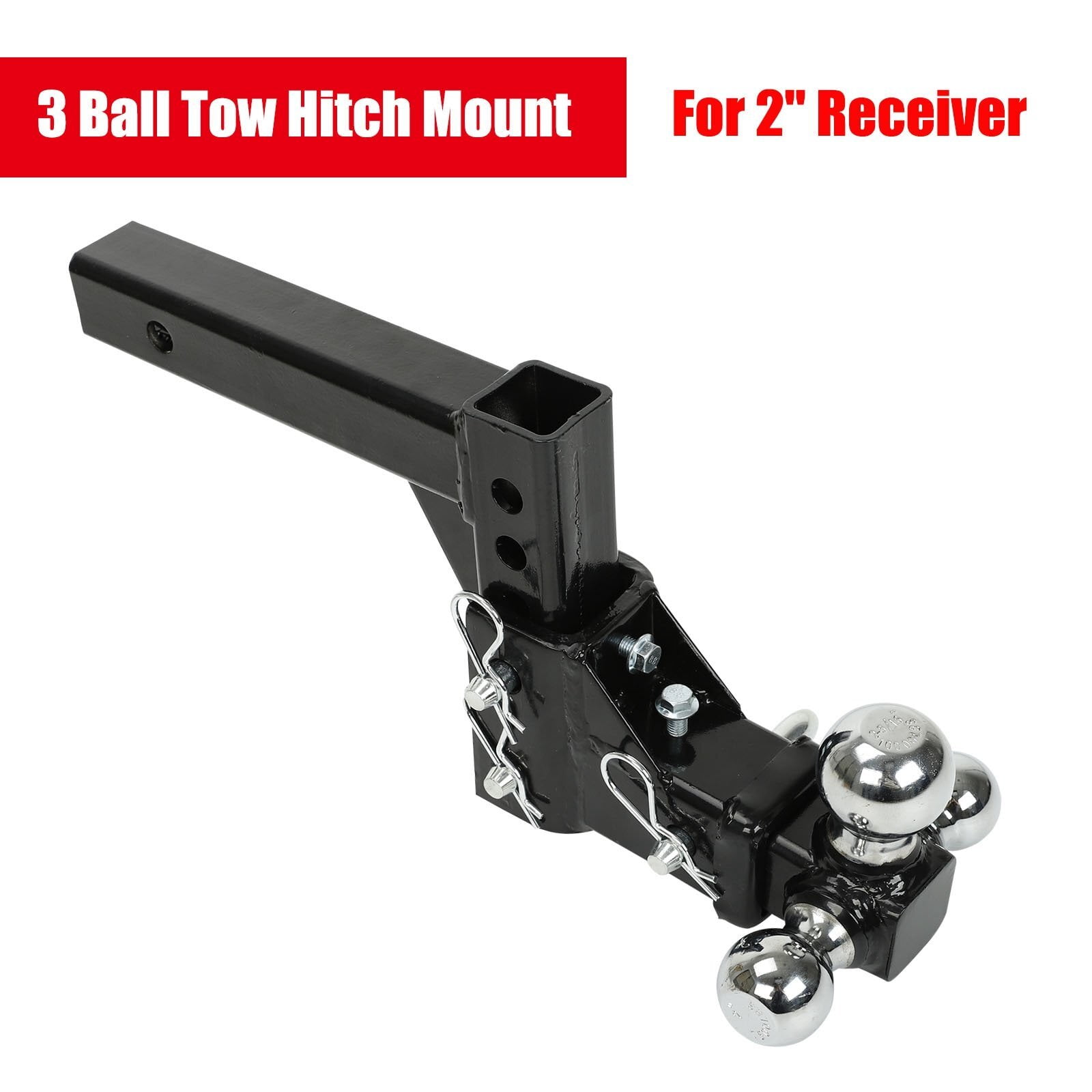 3-BALL HD Adjustable Drop Turn Trailer Tow 2 Hitch Mount For 2 ...