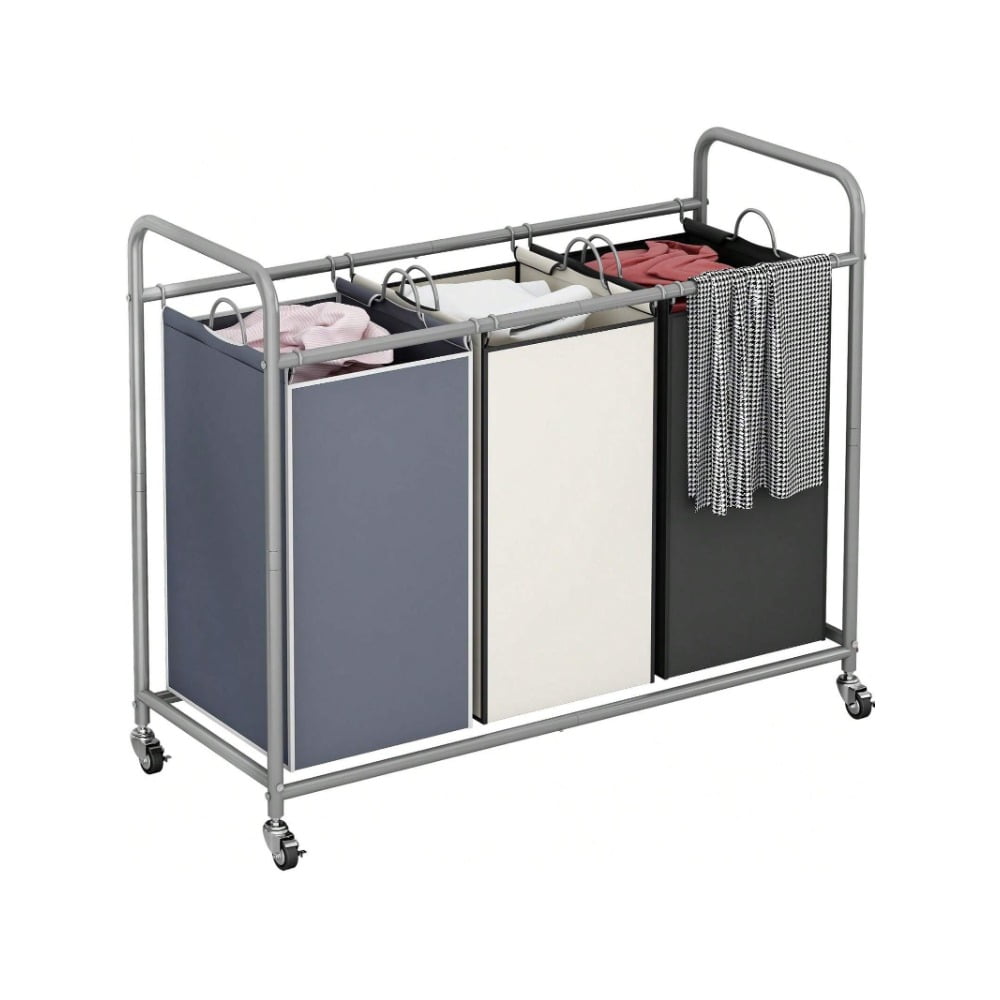 3-Bag Laundry Basket Hamper Laundry Sorter Cart Laundry Room ...