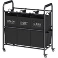 3 Bag Laundry Sorter Cart, Laundry Hamper Sorter Basket with Lockable ...