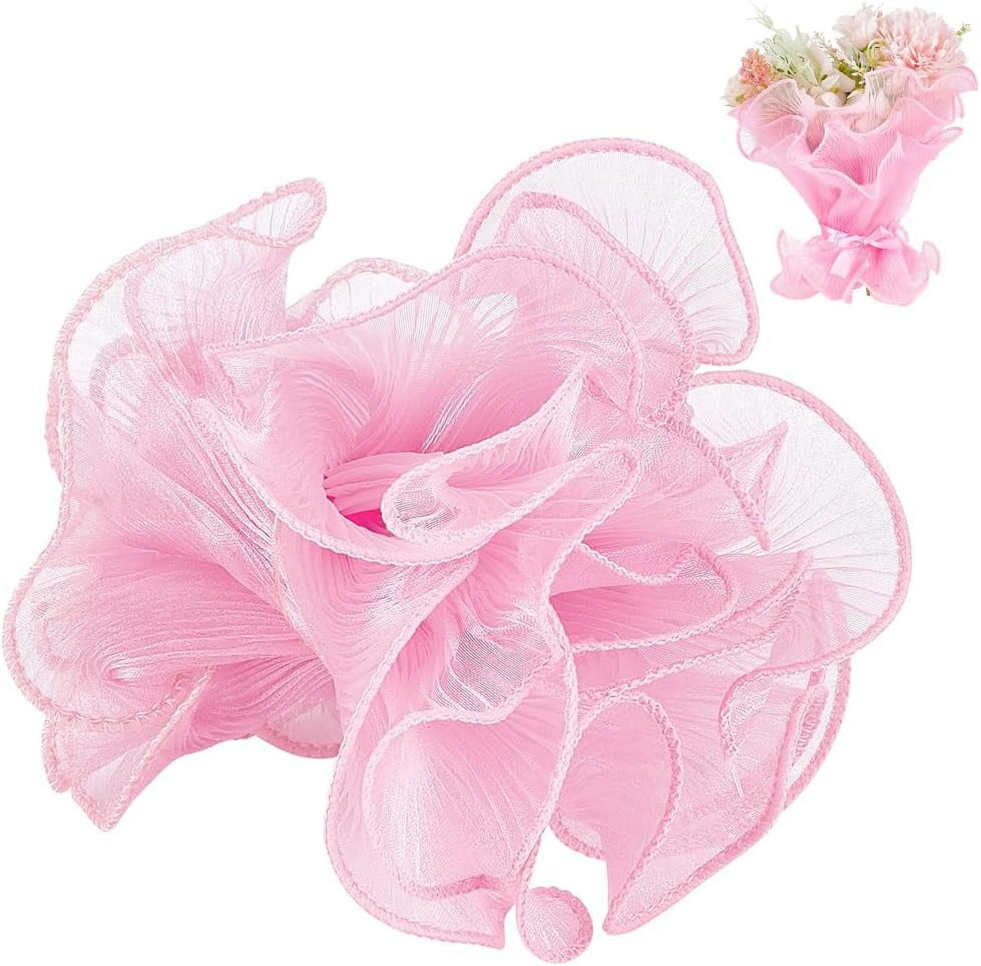 3 Bags 5.9 Yards Flower Wrapping Mesh Paper 5.5inch Pink Bouquet ...