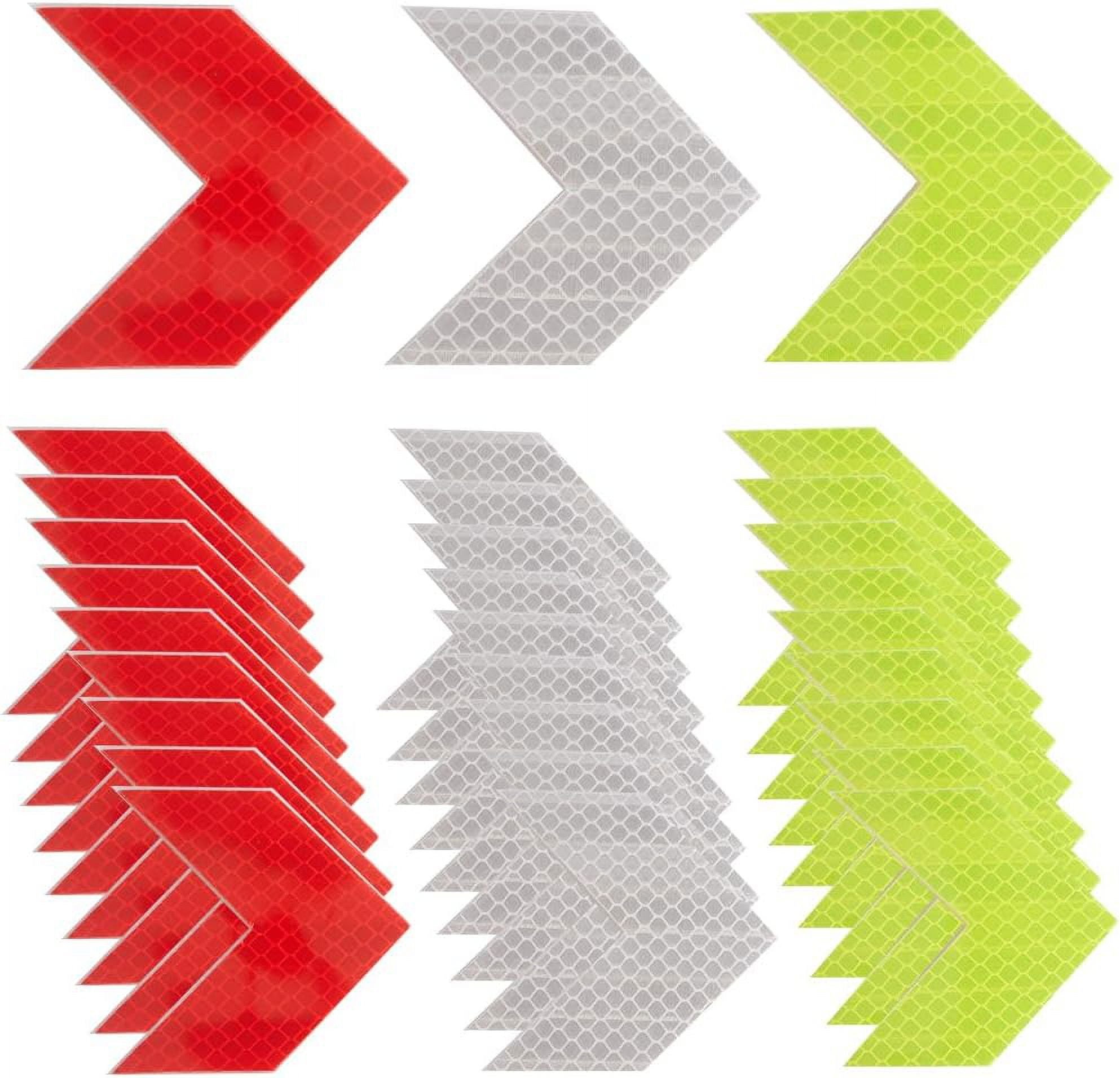 3 Bags 3 Colors Waterproof PVC Arrow Reflective Stickers Safety Caution ...