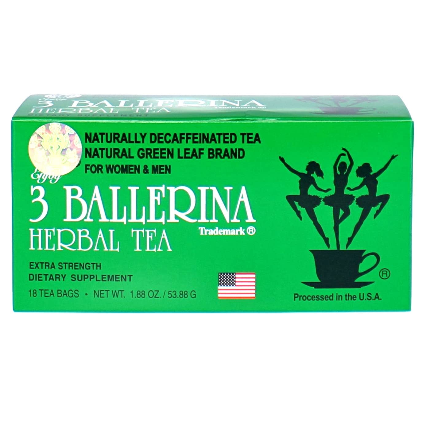 3 Ballerina Caffeine-Free Herbal Tea, Cassia Angustifolia, 18 Bags ...