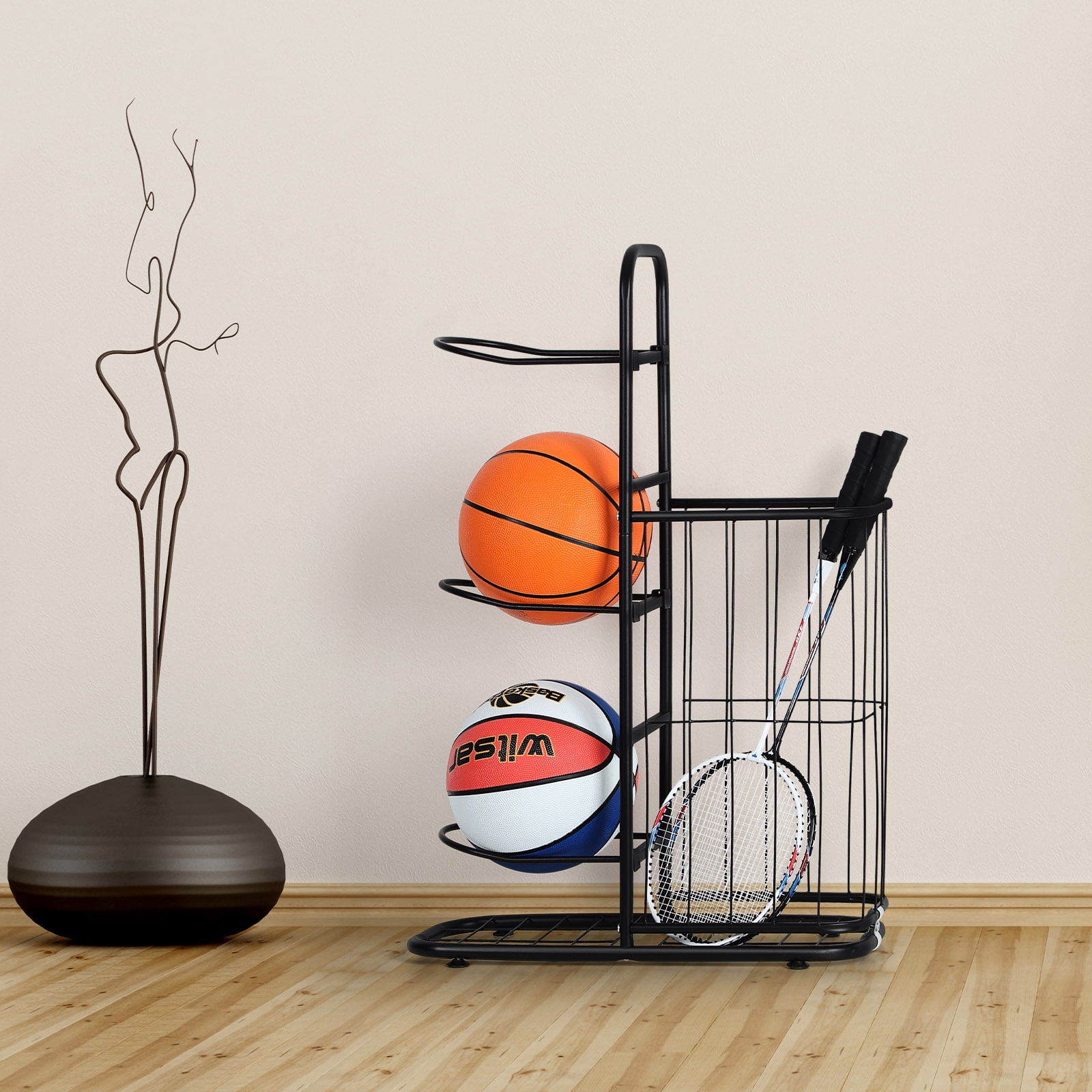 3-Balls Stand Tennis Rackets Rack Basketball Storage Holder Sports ...