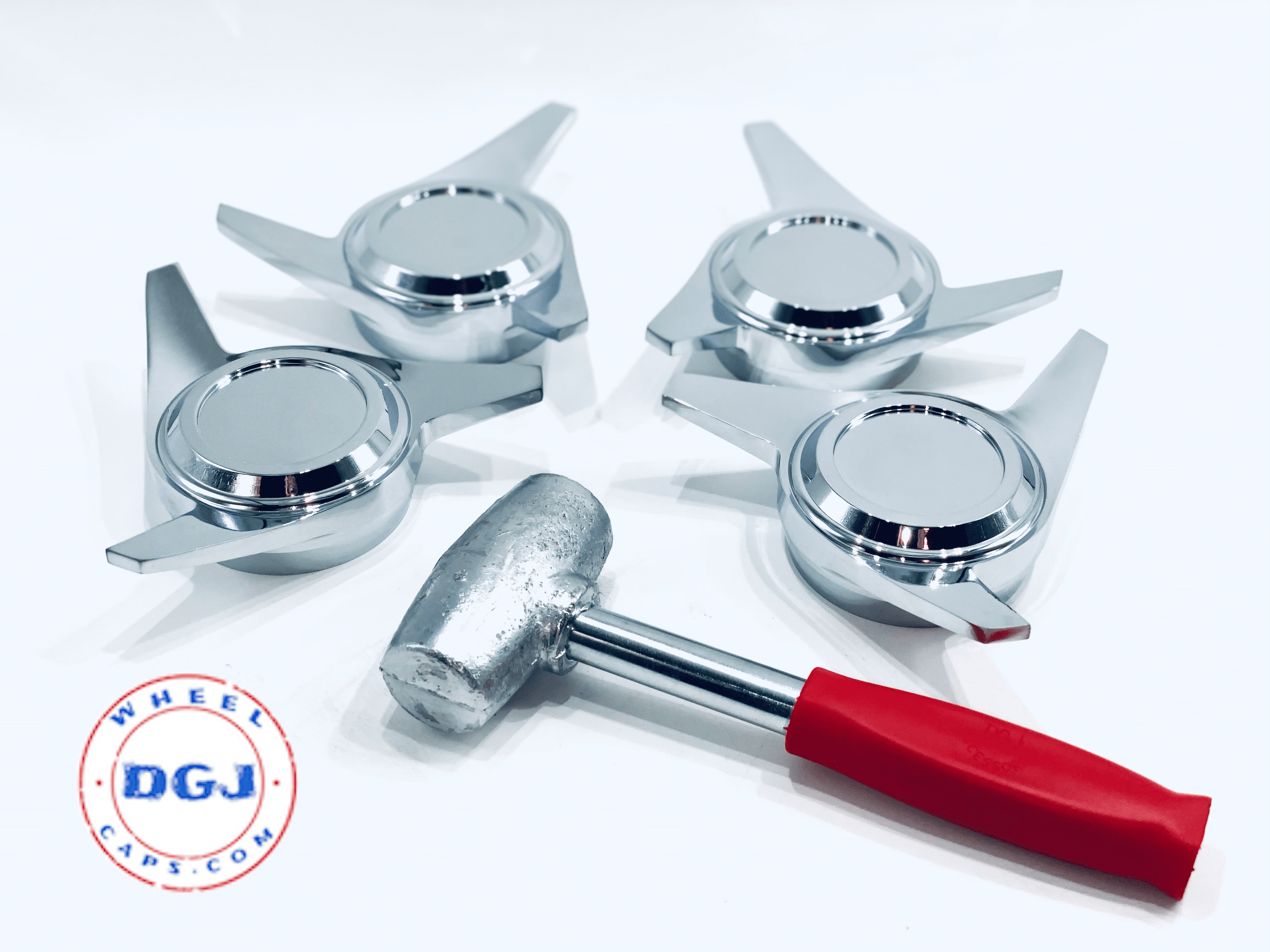 3 Bar Cut Chrome Knock-off Spinners & Lead Hammer for Lowriders Wire ...