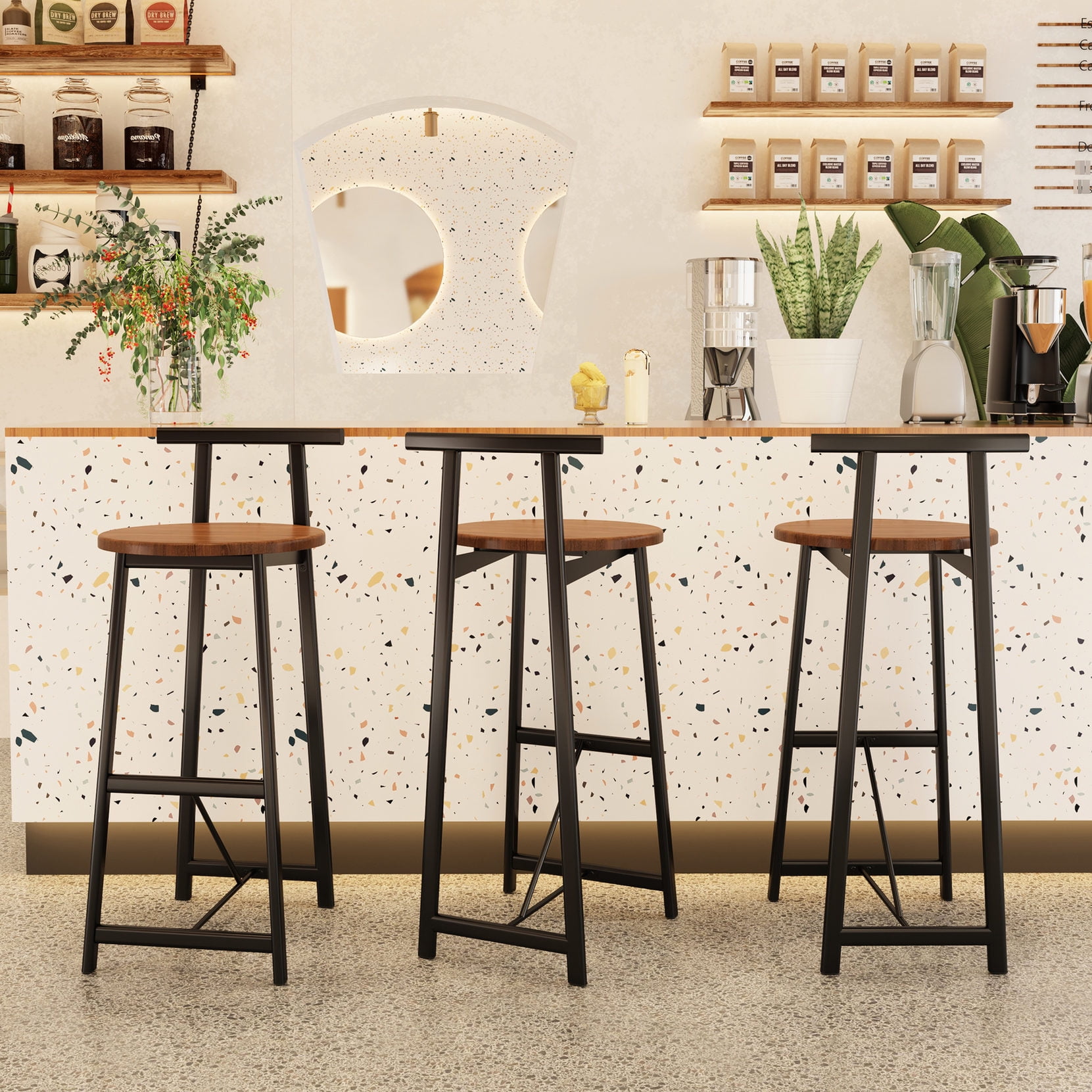 3 Bar Stools, Ergonomic Design for Comfort and Safety / Adds Elegance ...
