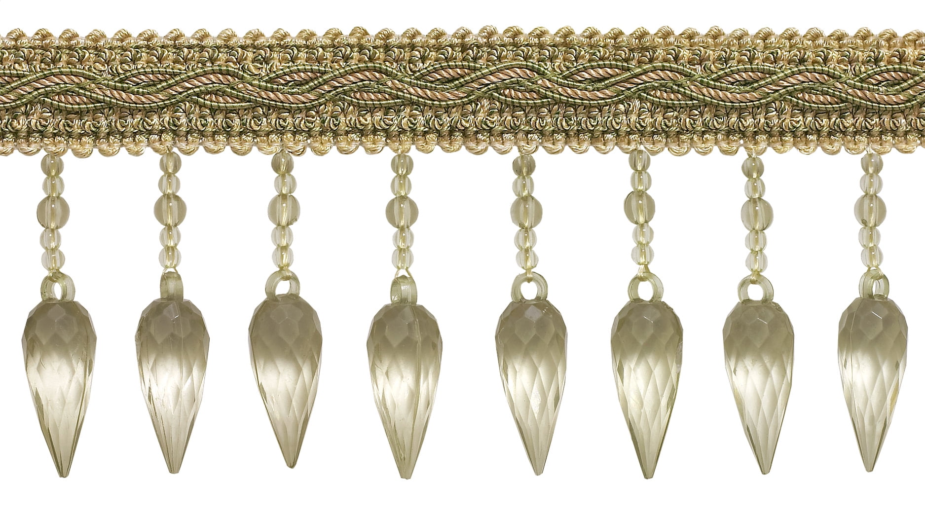 3" Baroque Coll. Decorative Beaded Fringe Trim with Fancy Gimp Braid ...