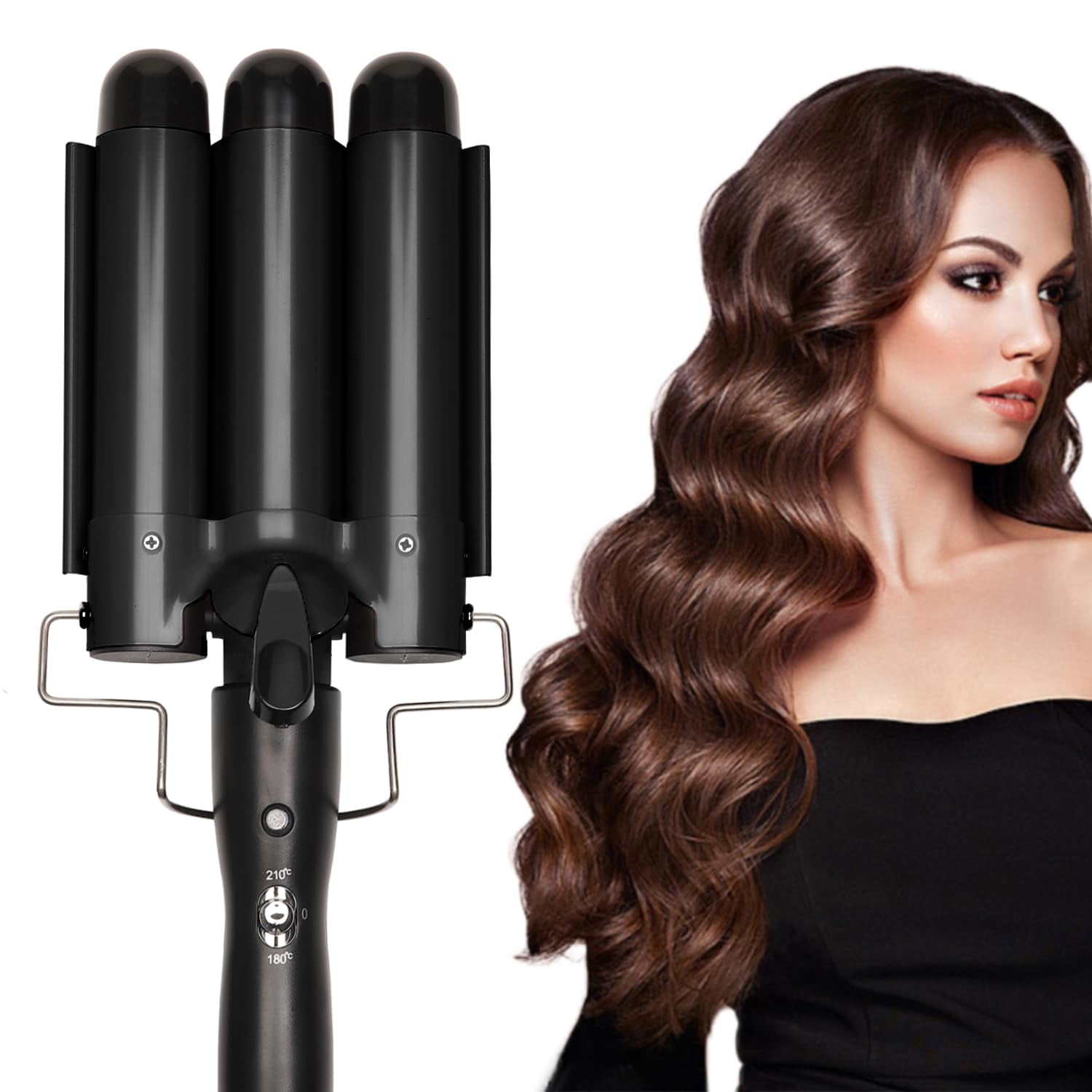 3 Barrel Curling Iron Jumbo 1.25 inch (32mm) Hair Curling Wand Crimper ...