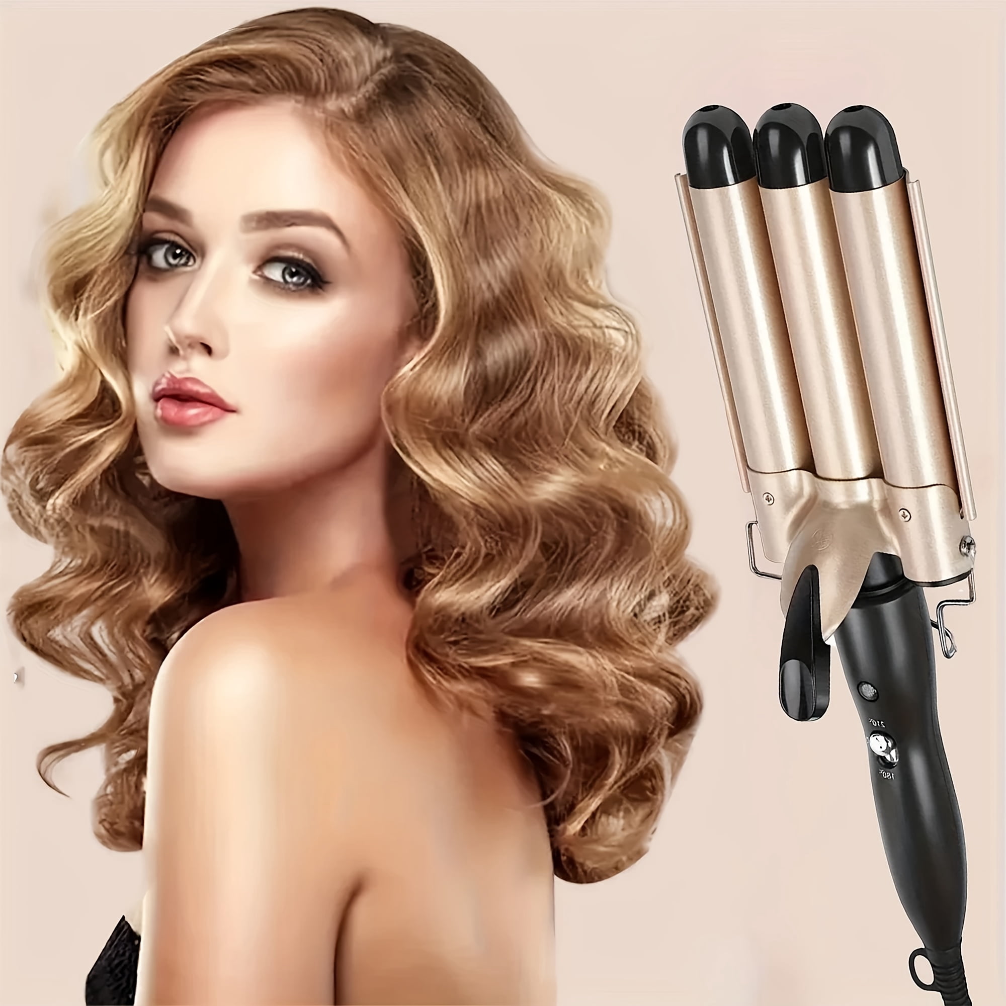 3 Barrel Hair Waver Iron - Heats Up in 60 Seconds, Features Adjustable ...