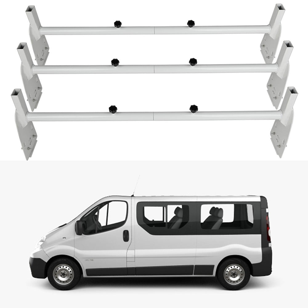 3 Bars Roof Van Ladder Racks Steel WHITE Roof Rack Universal For Ford ...