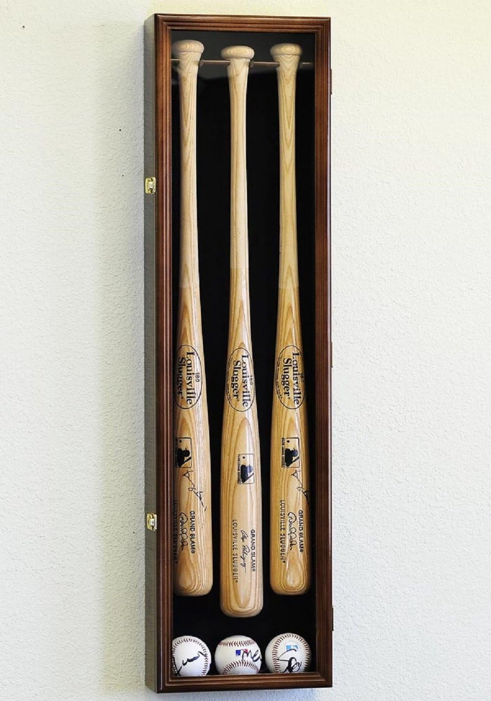 3 Baseball Bat Display Case Cabinet Holder Wall Rack w/UV Protection ...