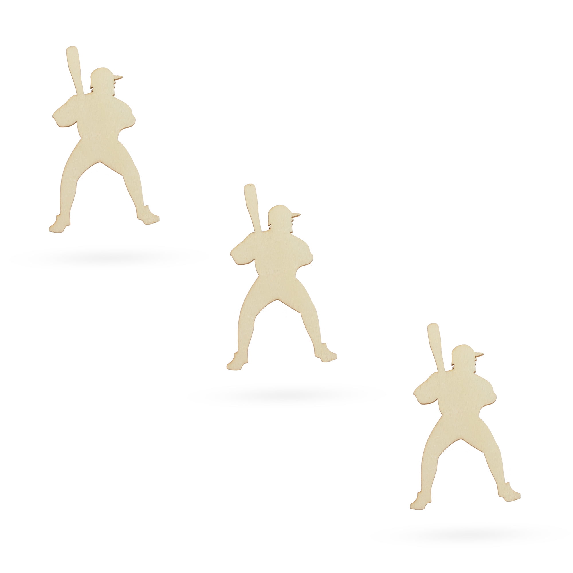 3 Baseball Players Unfinished Wooden Shapes Craft Cutouts DIY Unpainted ...