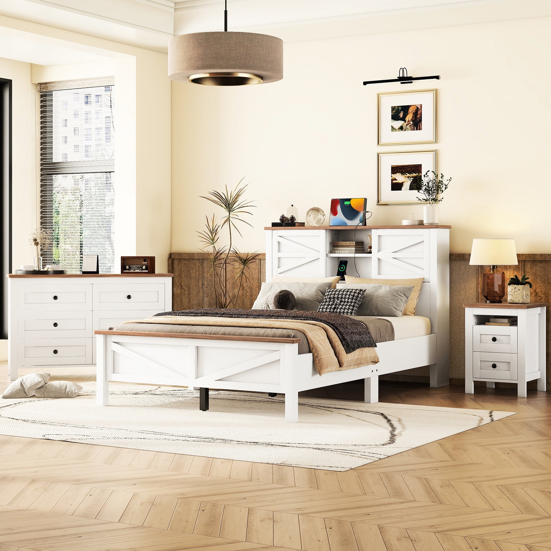 3 Bedroom Full Size , Robust Platform Bed With Attractive Storage ...