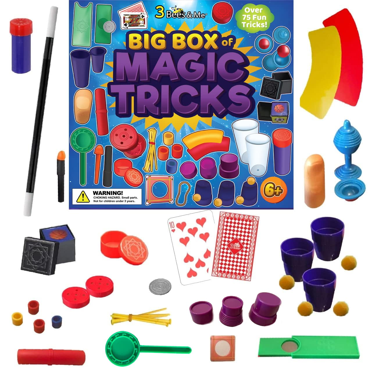 3 Bees & Me Deluxe Magic Kit Set with Toy Wand & 75 Magic Tricks for ...