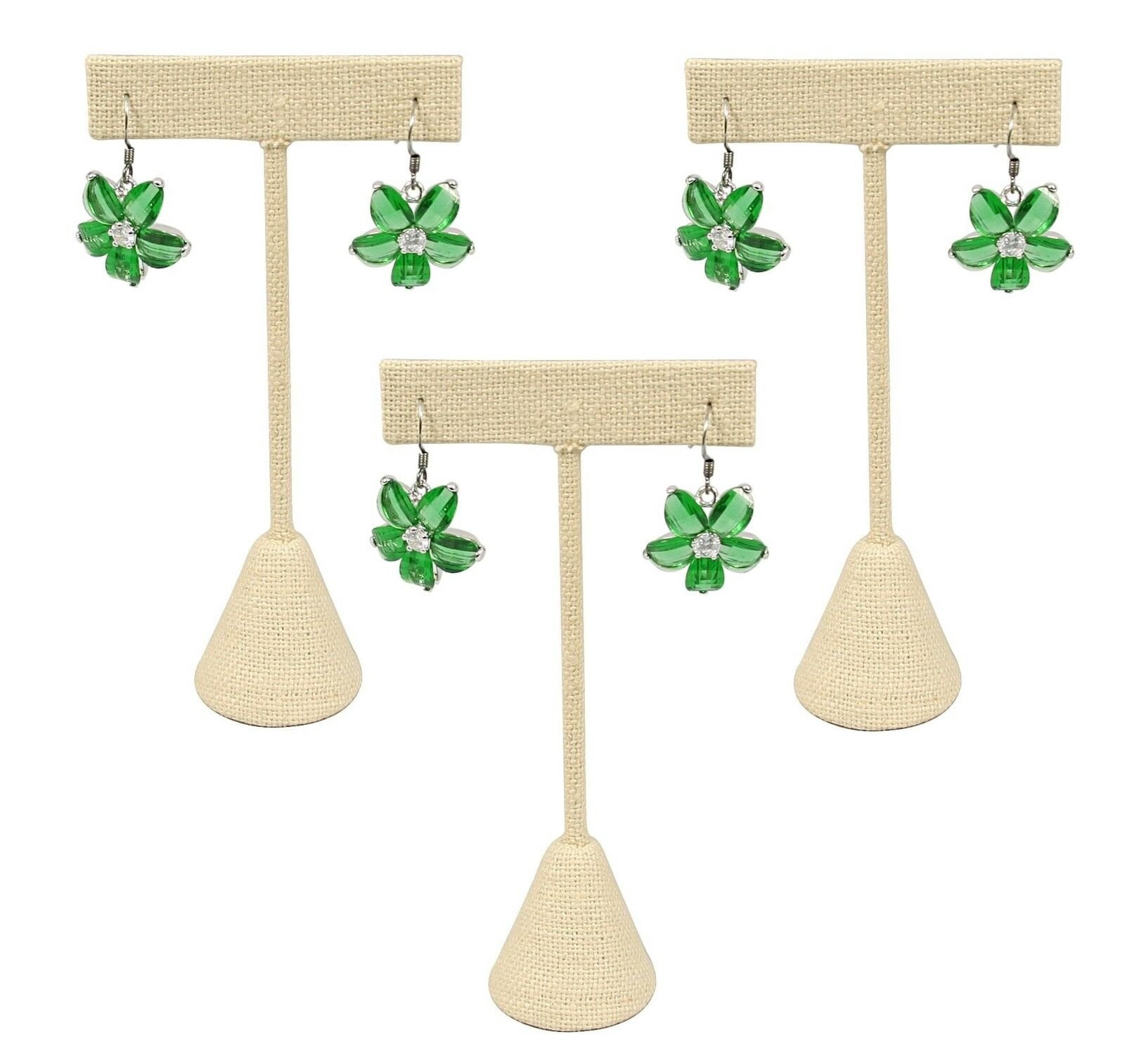 3 Beige Linen Earring T Stand Showcase Displays 5.75" 3 P... - Walmart.com