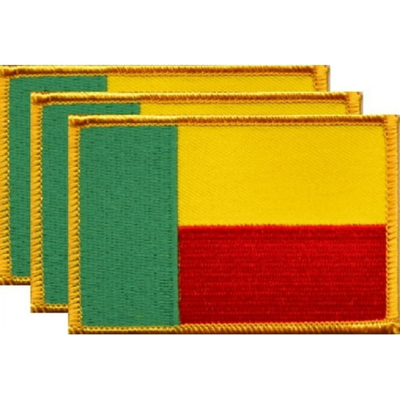 3 Benin Flag Patches, Embroidered Iron On or Sew On, Measures 3.50" x 2.25" - Walmart.com