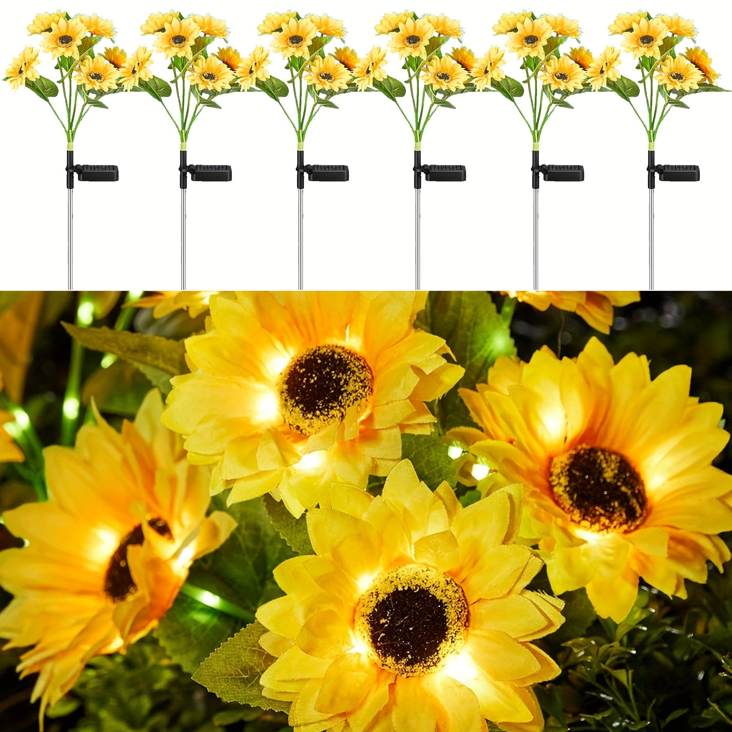 3 Bigger Head Sunflower Solar Lights Outdoor Garden Decor - Upgraded 3/ ...