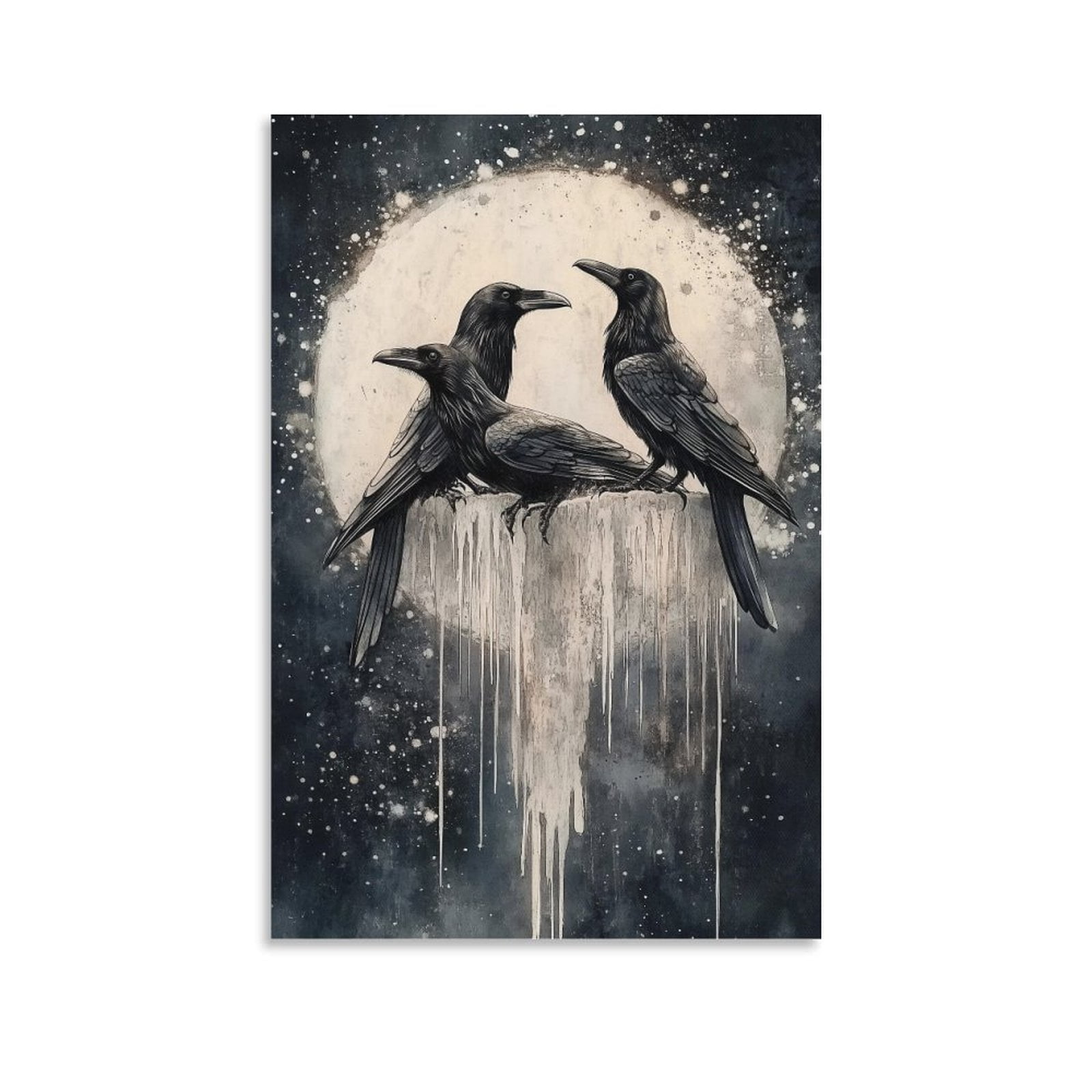 3 Black Crows Mural Poster Decorative Painting Canvas Wall Art Living ...