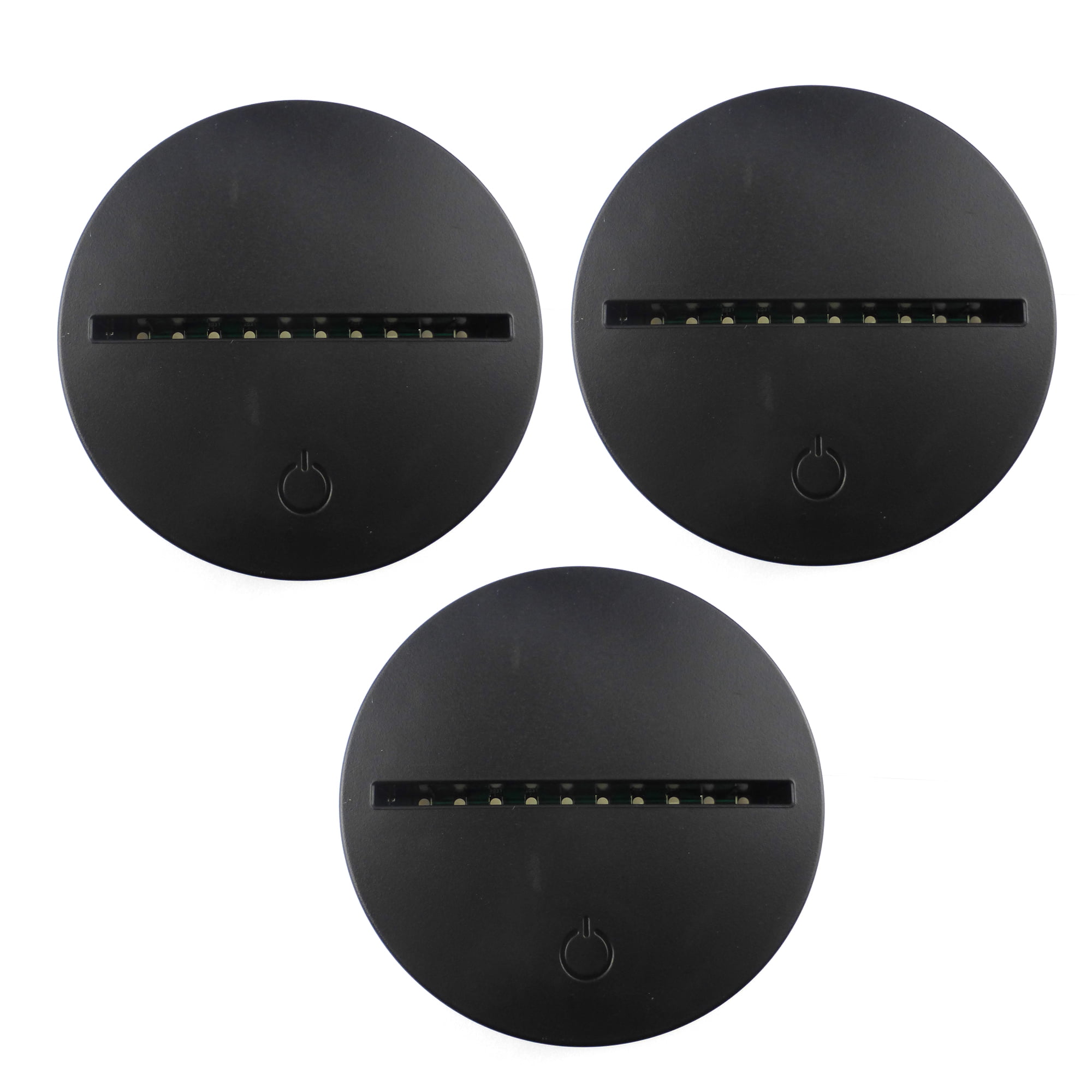 3 Black LED Lamp Bases with USB or Battery and Touch control Rotating ...