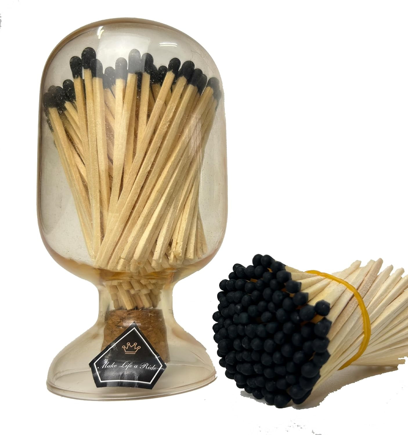 3'' Black Matches Included (100 Pcs), Match Cloche with Striker, Safety ...