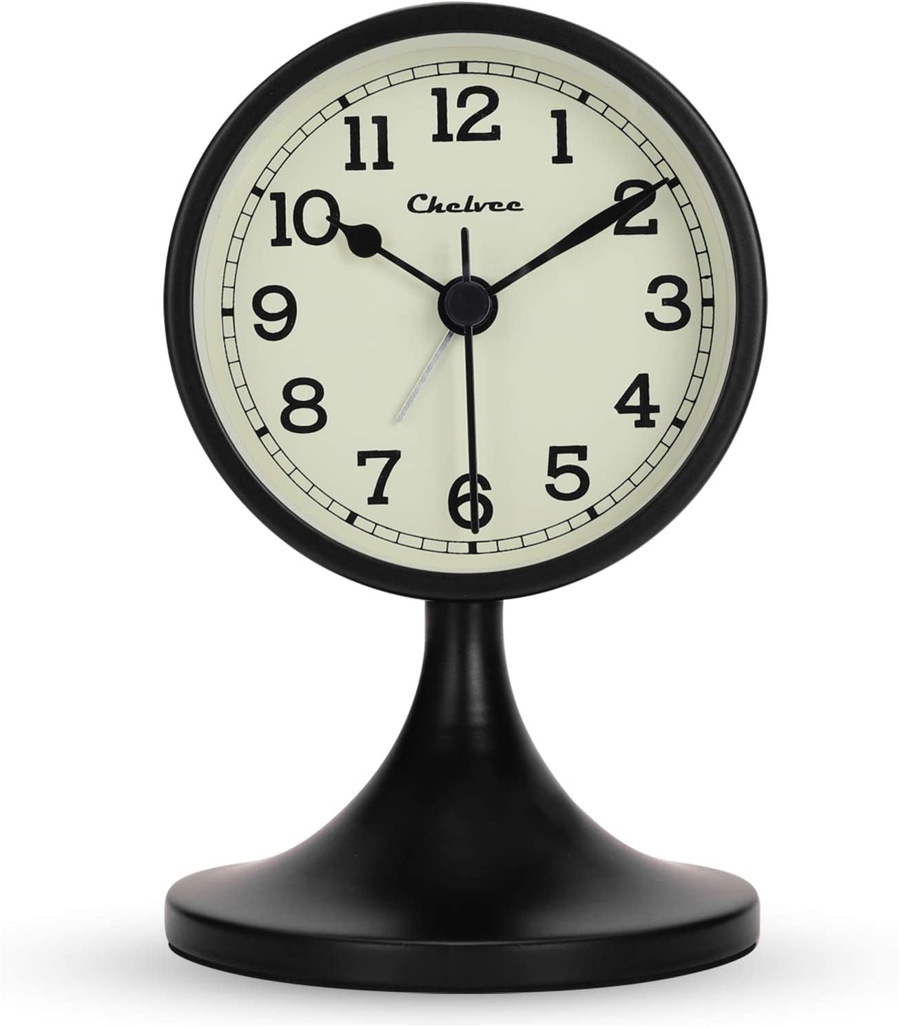 3 Black Metal Analog Alarm Clock with Removable Stand - Silent Desk and ...