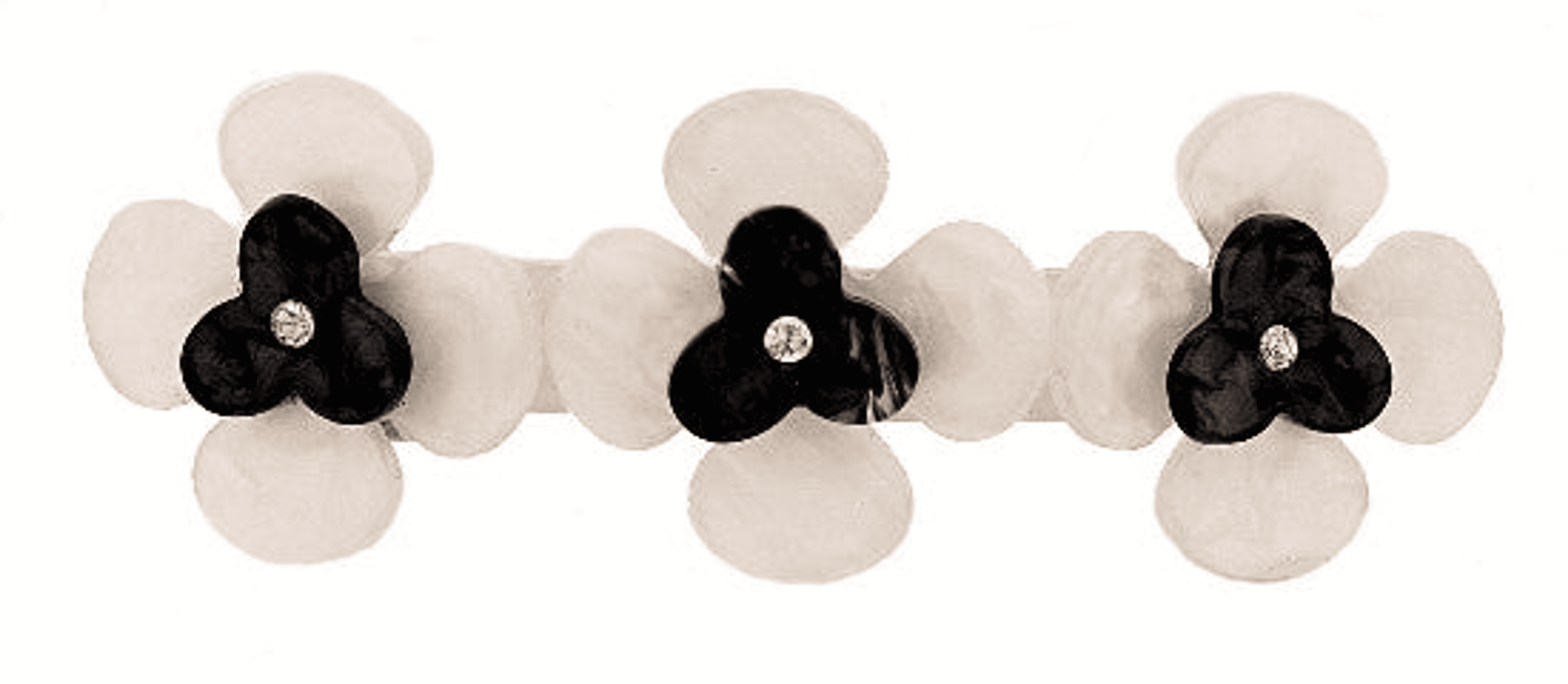 3 Black & Pearl Rose Automatic Barrette with Swarovski Crystals ...
