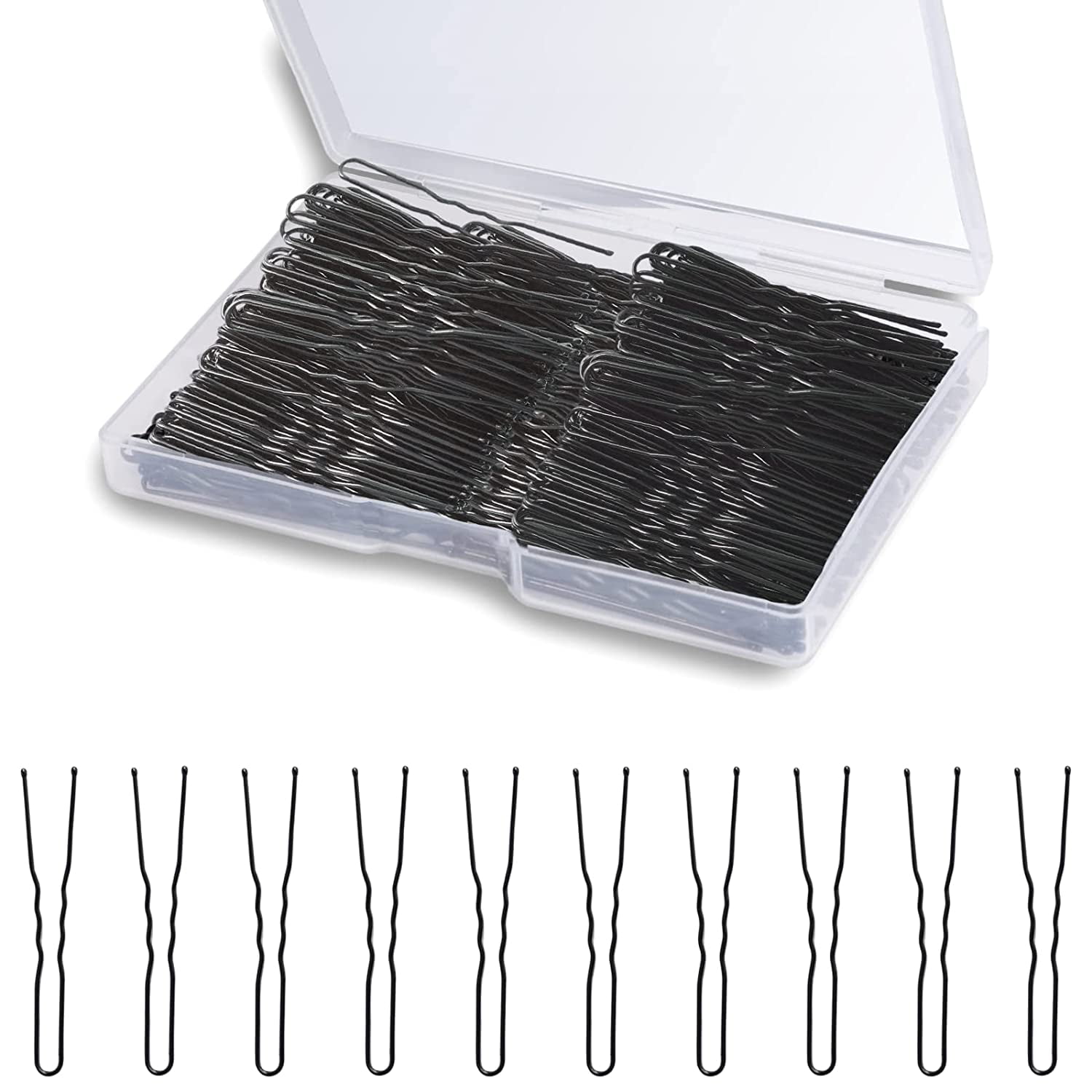 3'' Black Waved Hair Pins with Box, 300Pcs Bobby Pins, U Shape Hair ...