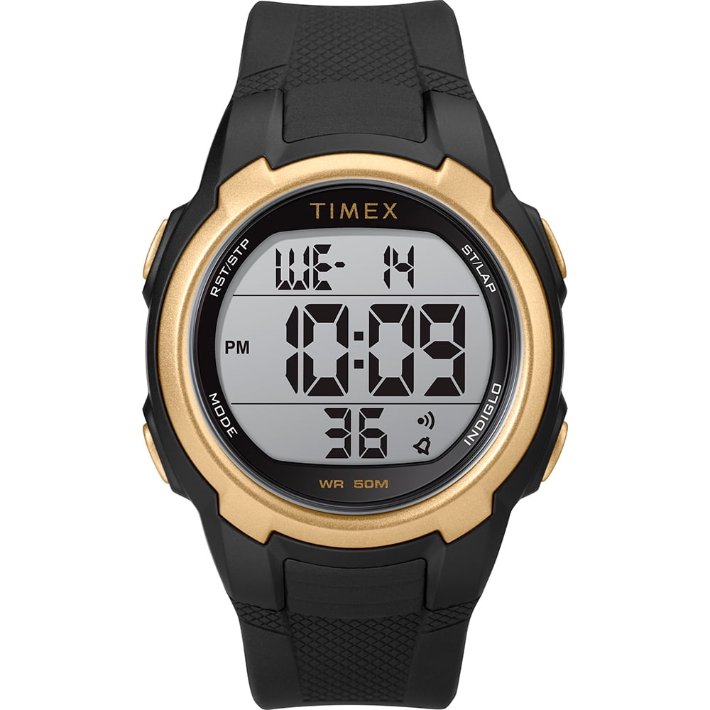 Timex Sport T100 Black/Gold Unisex Digital Watch - Walmart.com