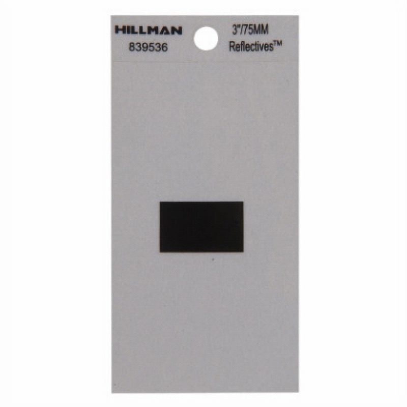 3" Black hypen on reflective adhesive mylar silver background. Thin cu ...