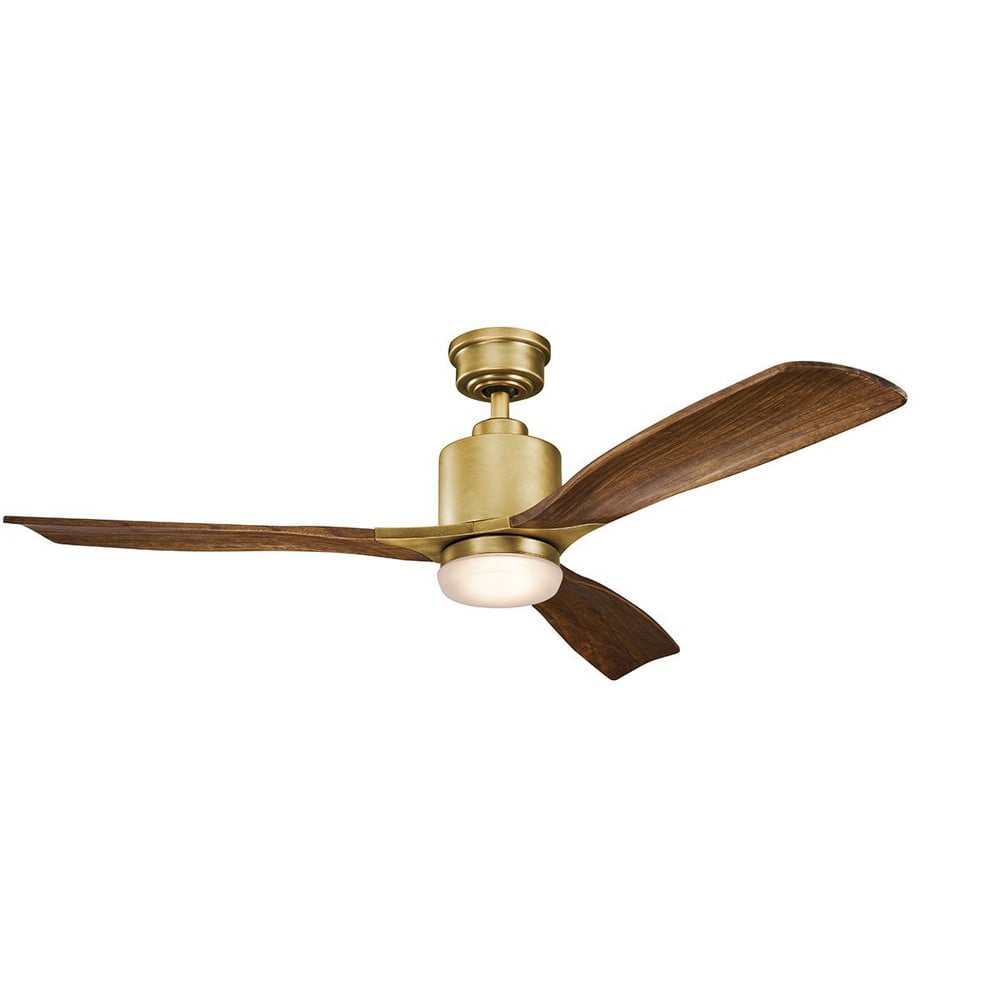3-Blade Ceiling Fan with Light Kit in Cherry and Natural Brass Finish ...