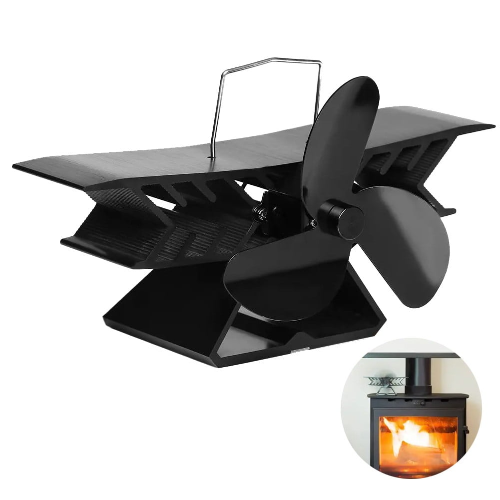 3-Blade Heat Powered Wood Log Burning Fire Burner Stove Fan Aircraft ...
