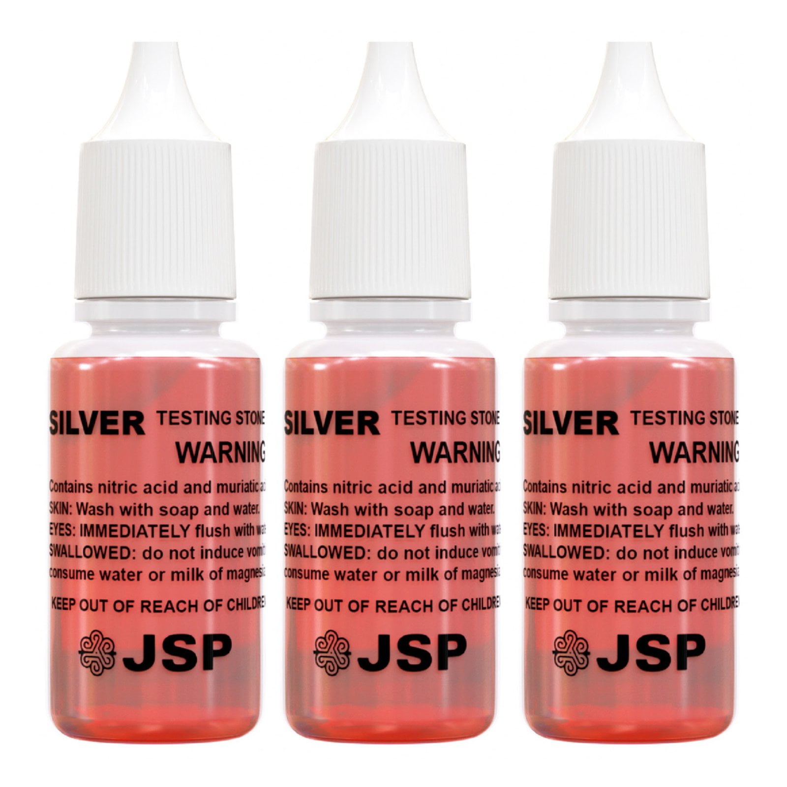 3 Bottles Silver Test Acid Testing Sterling Jewelry Solution Metal ...