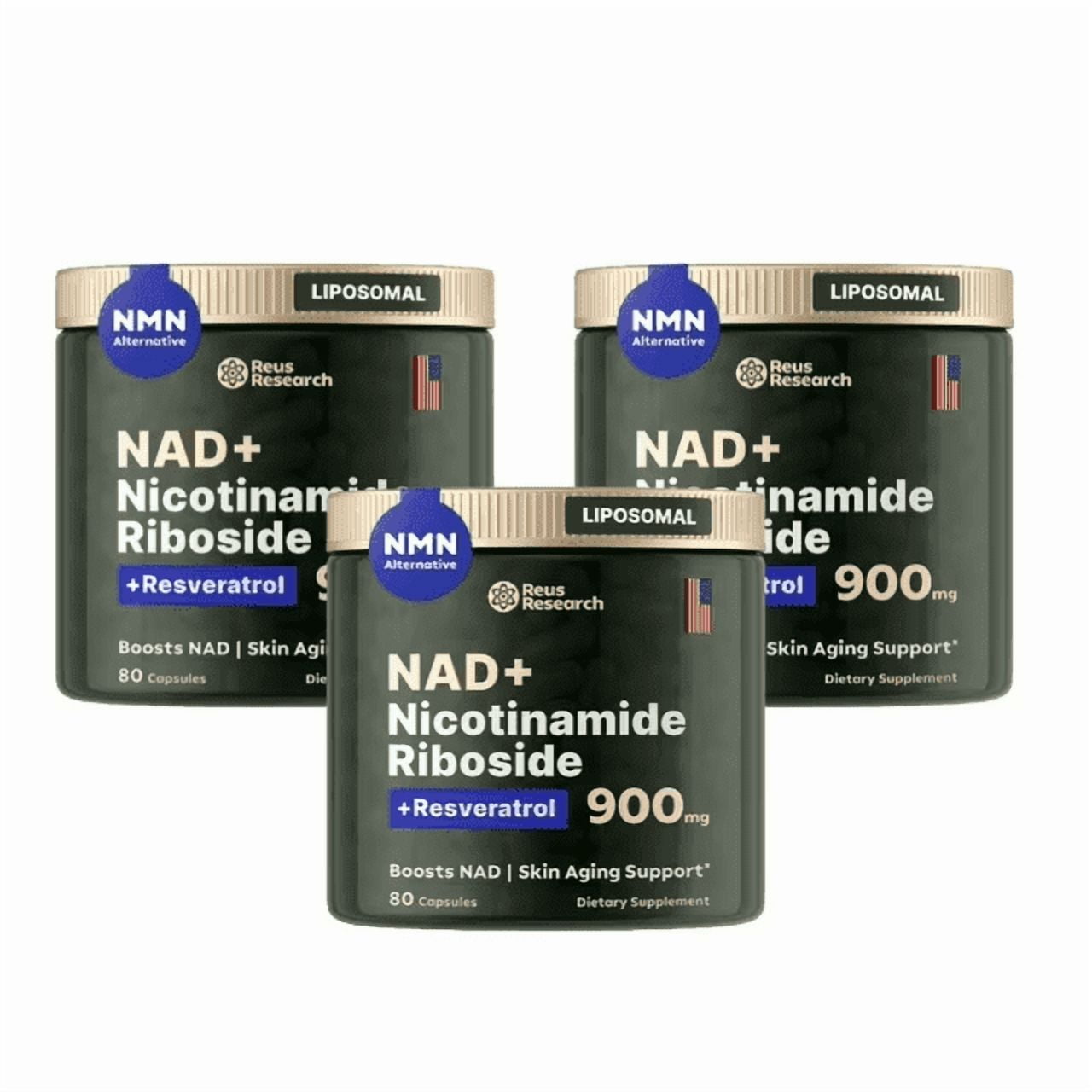3 Bottol Age-Reversal NAD+ Supplement – 900mg NR – 80 Vegan Capsules ...