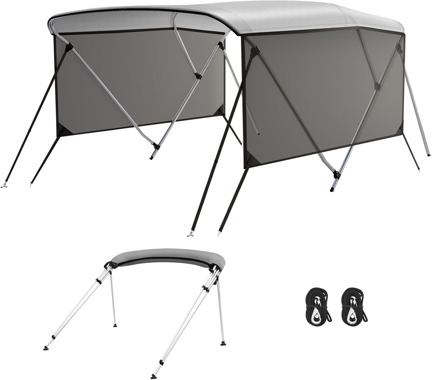 3 Bow Bimini Top Cover,Heavy Duty Canvas Sun Shade with Mesh Sidewalls ...
