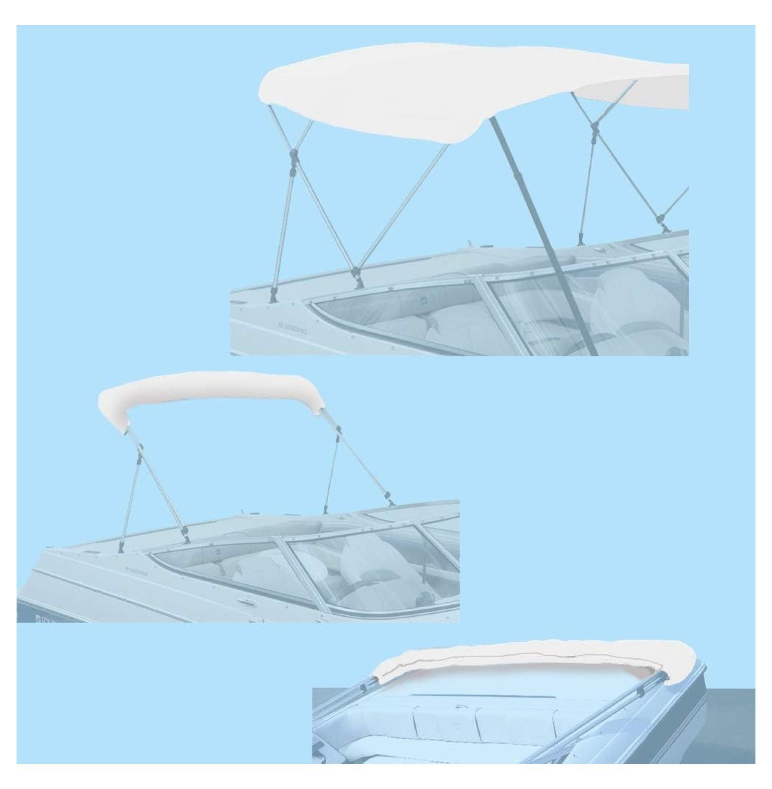 3 Bow Bimini Top Replacement Canvas Cover, Durable Marine Grade Canvas ...