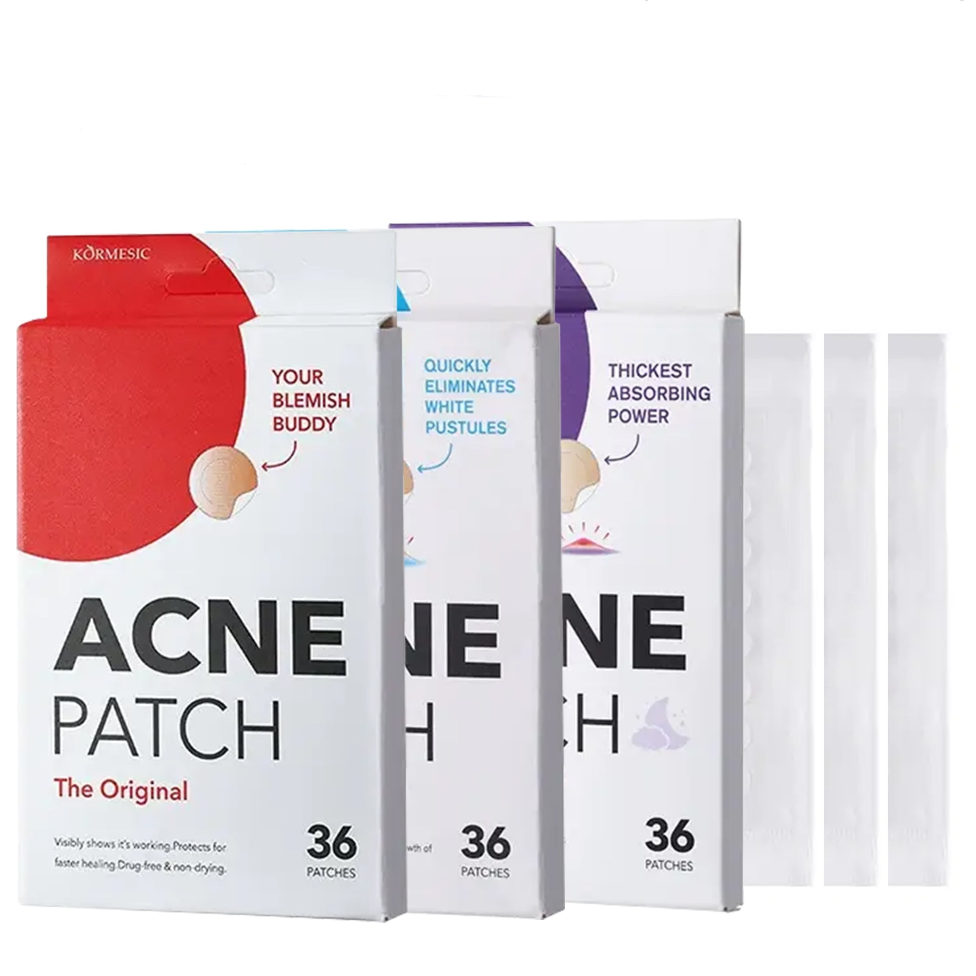 3-Box Pimple Patches Acne Patches Set,36 Patches/Box,Dual Effect (Night ...